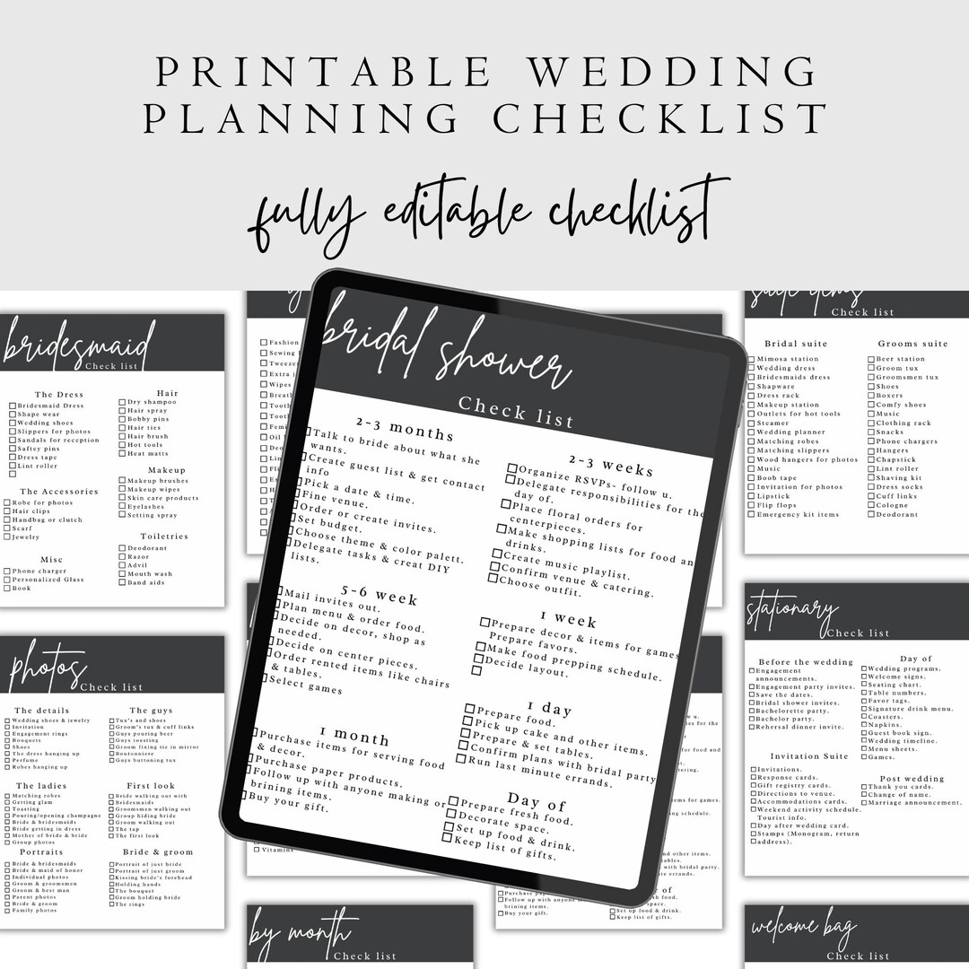 Editable Wedding Planning Checklist, Easy to Use Printable Wedding ...