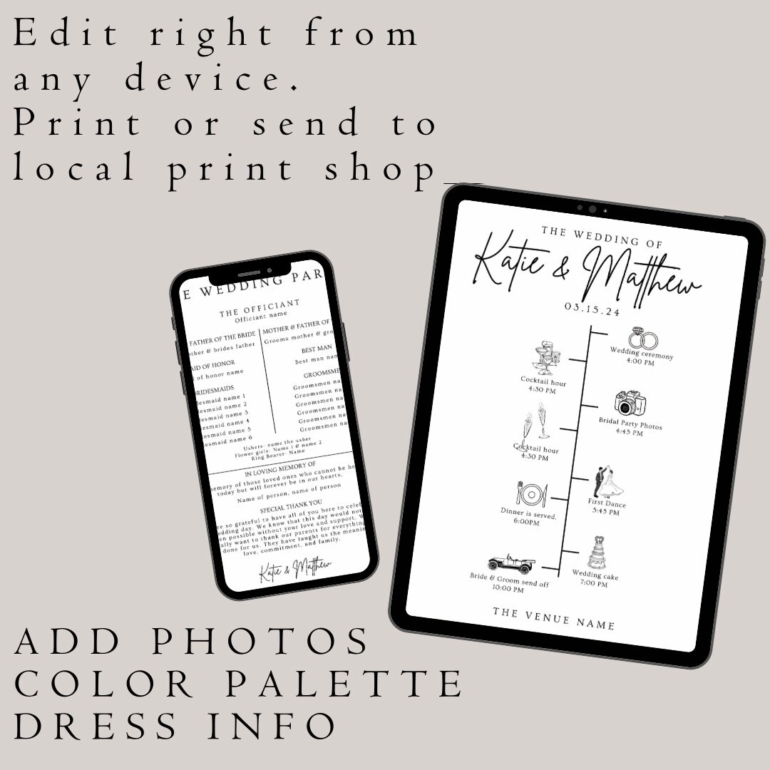 Infographic Wedding Program Wedding Day Program Wedding - Etsy