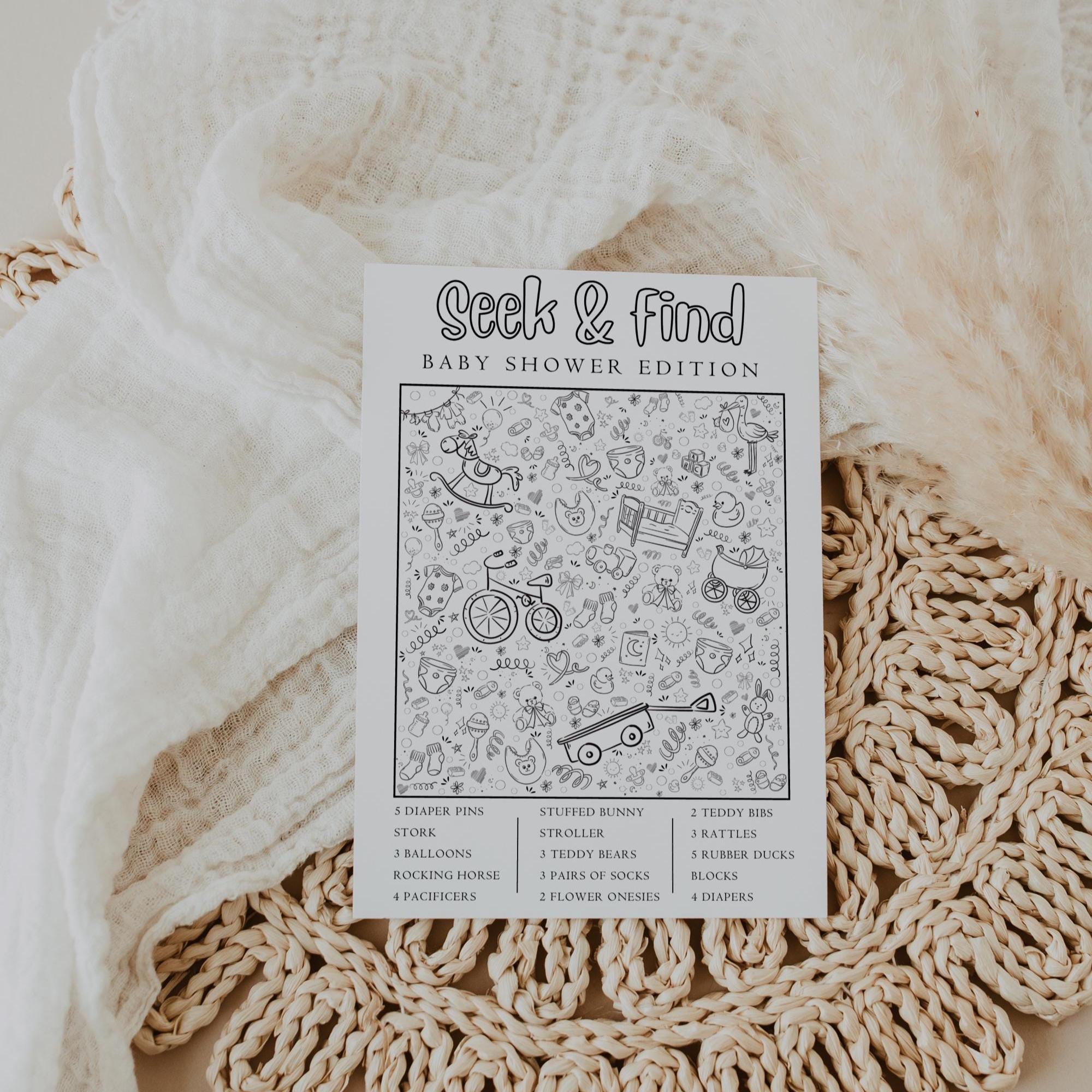 I Spy Hidden Object Baby Shower Game Card, Seek and Find Picture Baby ...