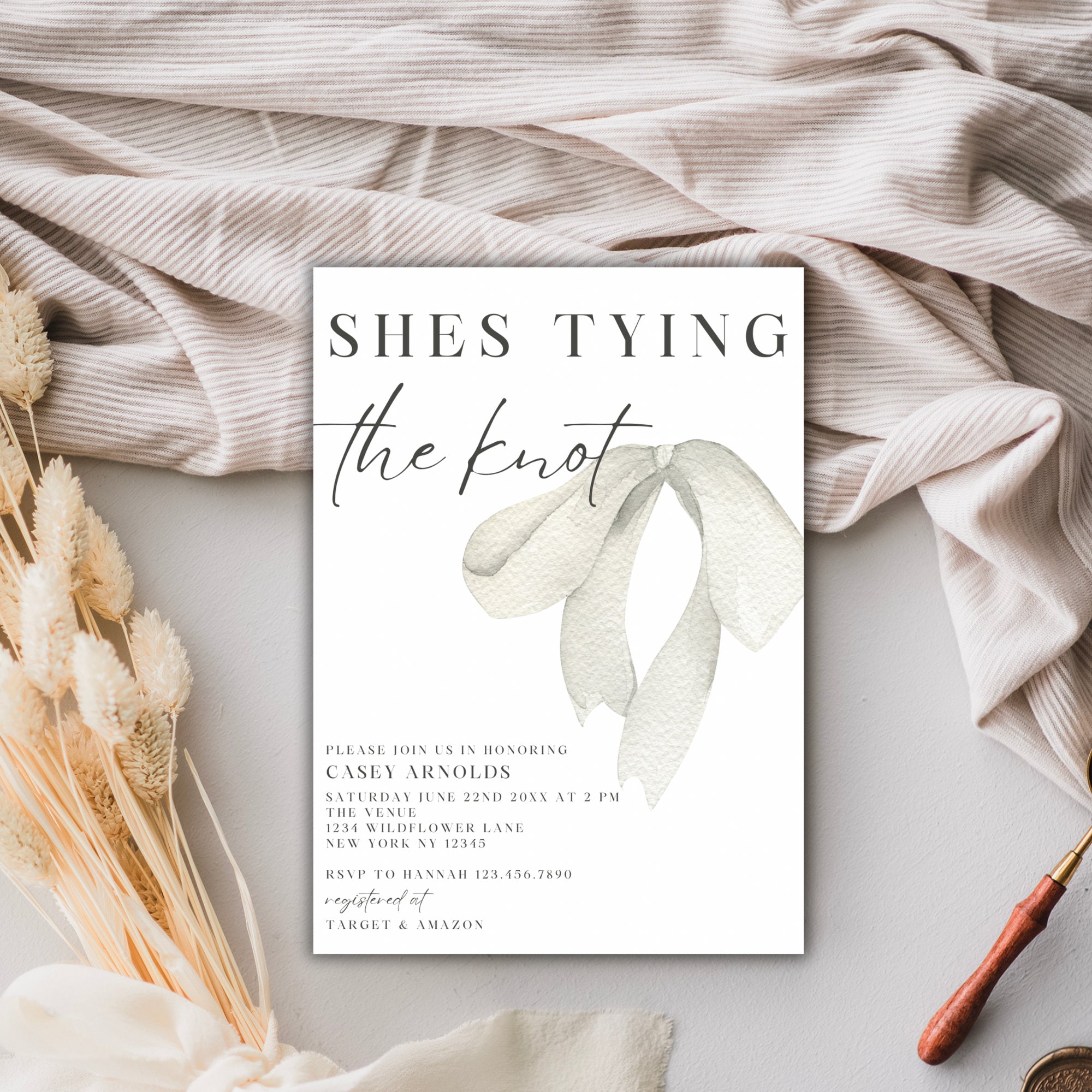 Editable She's Tying the Knot Bridal Shower Invitation Template ...