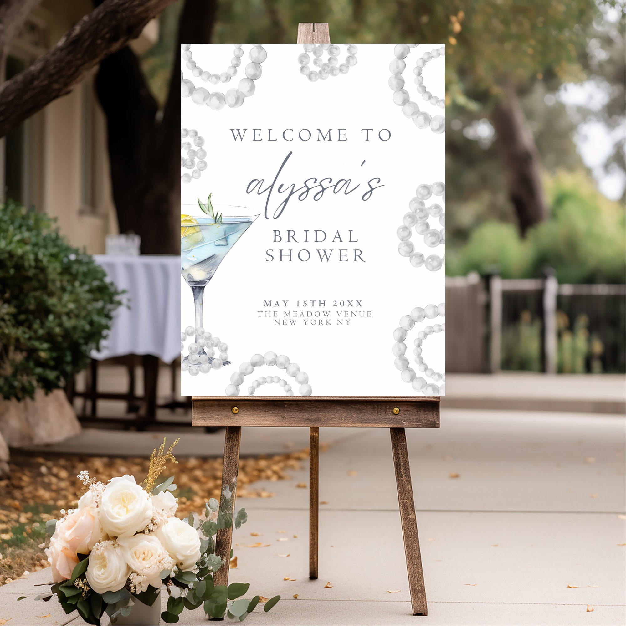 Pearls and Prosecco Bridal Shower Welcome Sign, Pearl Bridal Shower ...