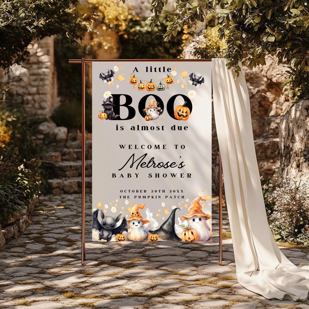 A Little Boo is Almost Due Baby Shower Welcome Sign, Ghost Baby Shower ...