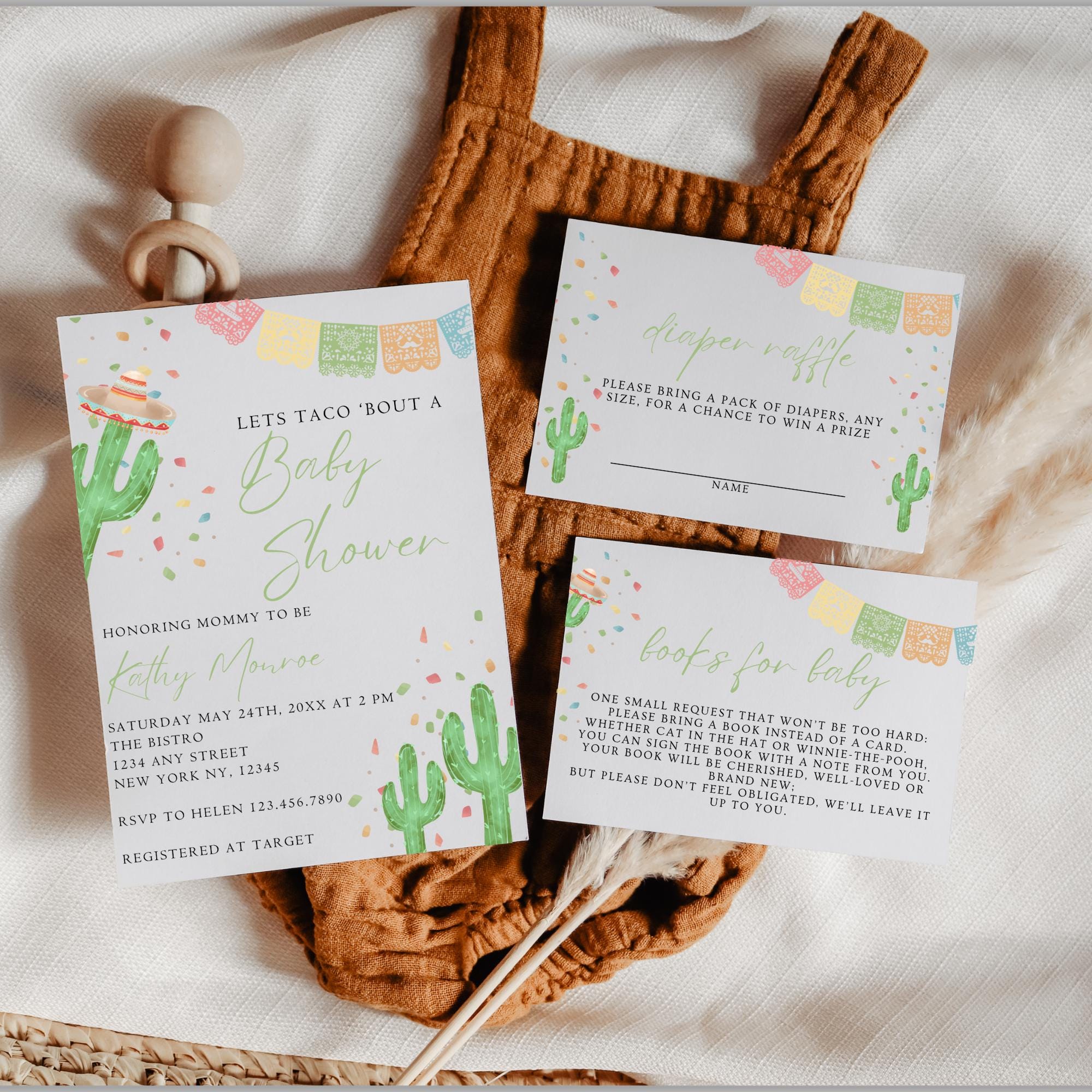 Cactus Fiesta Baby Shower Invitation Template, Let’s Taco Bout Baby ...