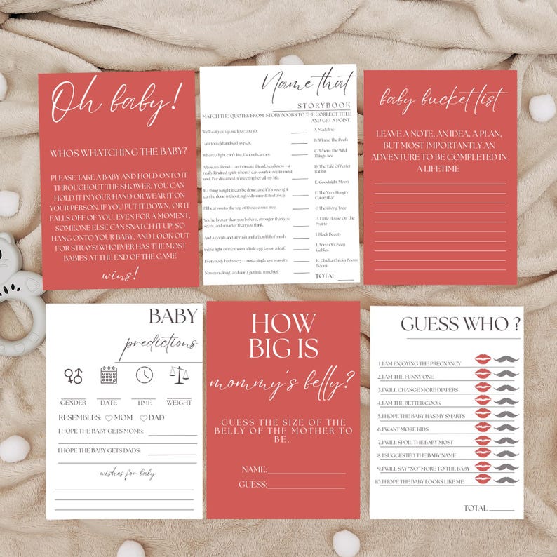Santa Baby Shower Games Bundle, Printable Christmas Themed Baby Shower ...