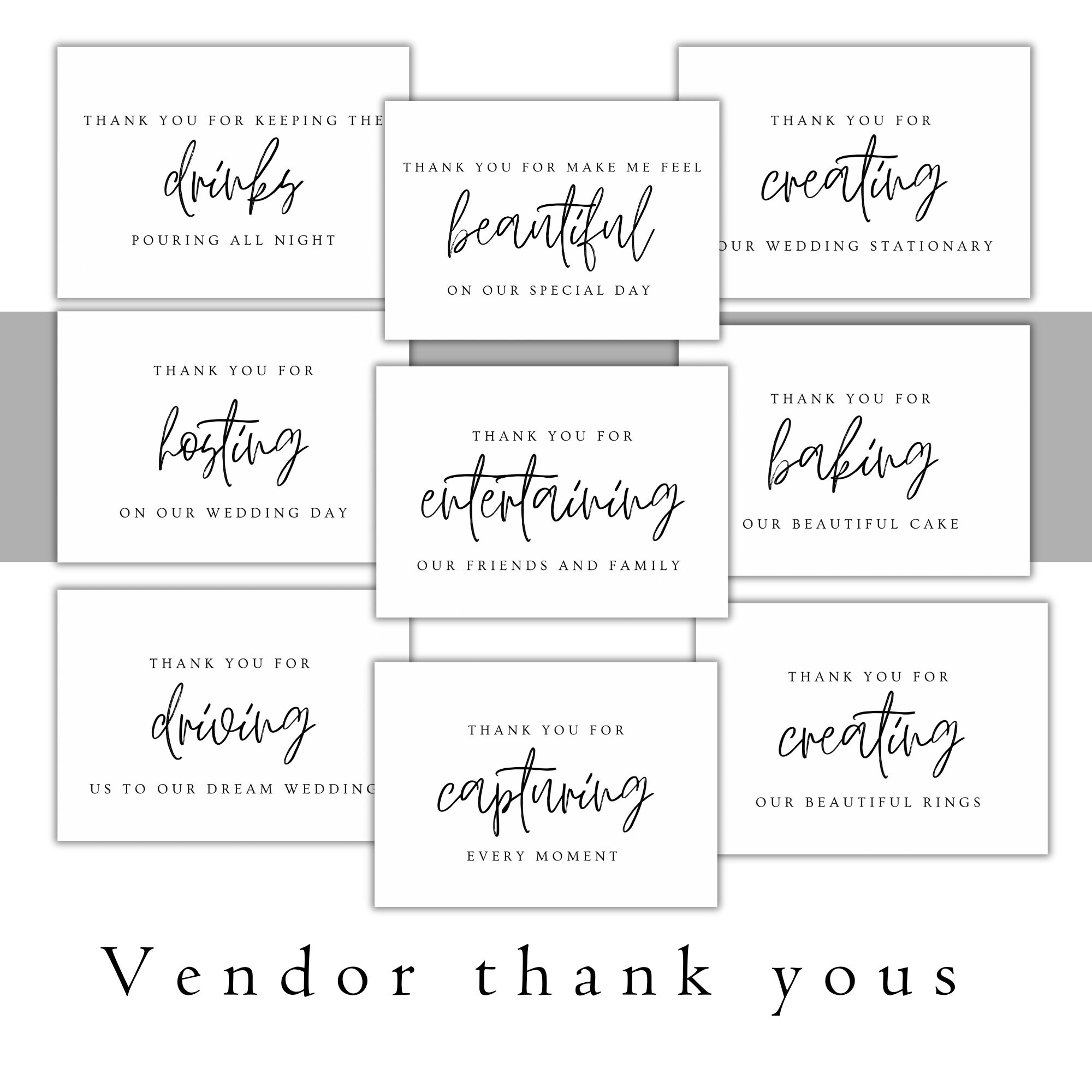 Modern Wedding Vendor Thank You Card Template, Editable Vendor ...