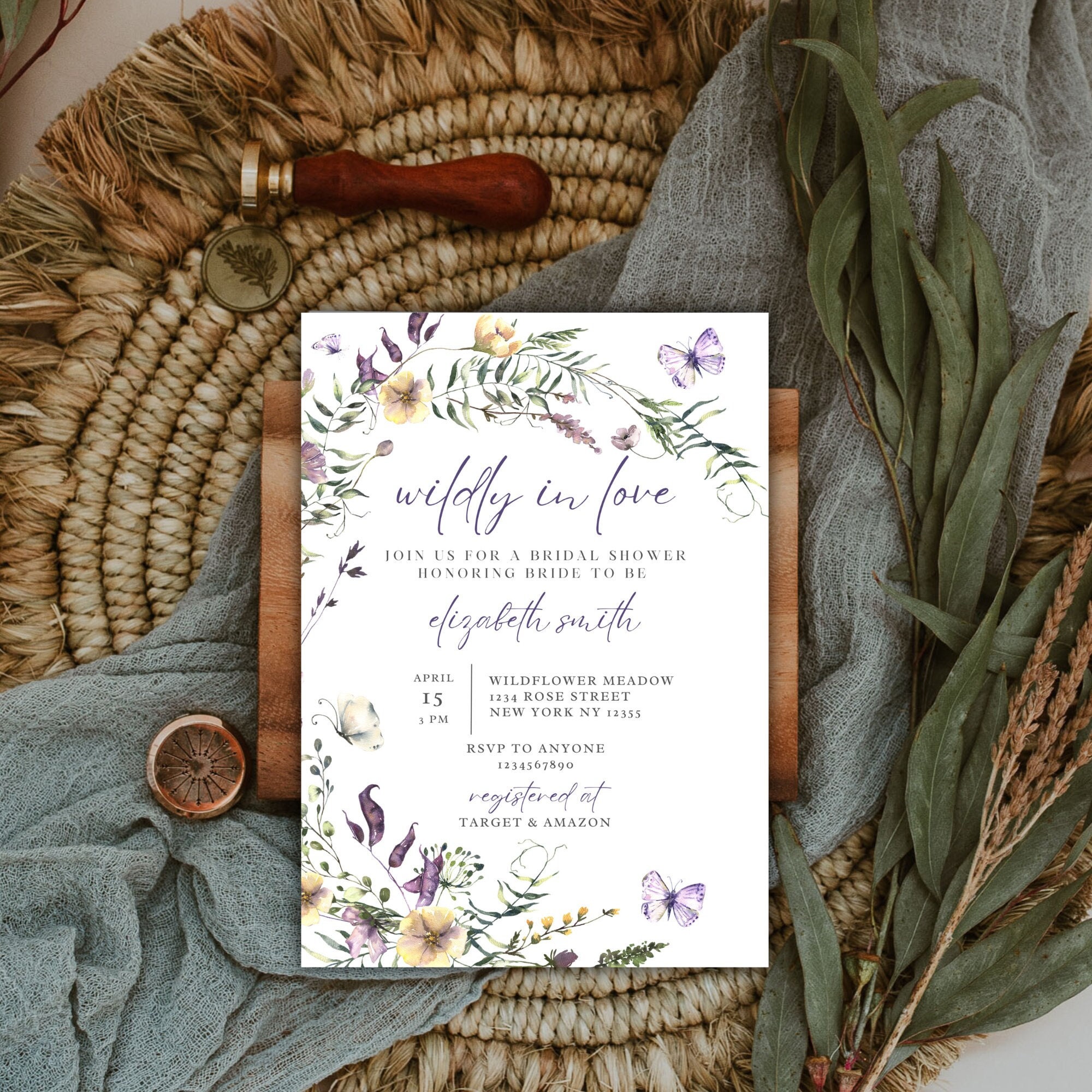 Wildly in Love Bridal Shower Invitation, Wildflower Bridal Shower ...