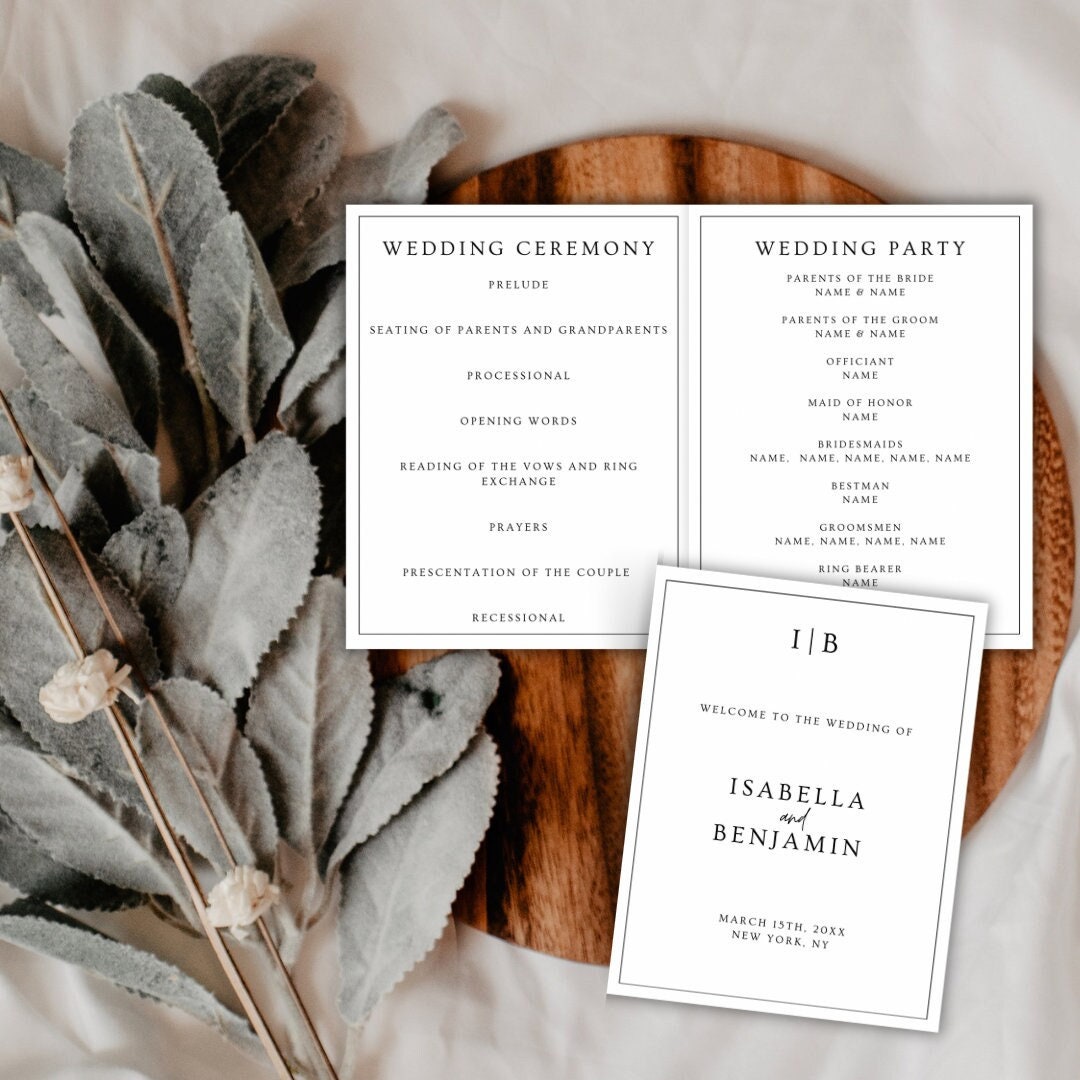 Modern Wedding Program Template Foldable Modern Wedding - Etsy