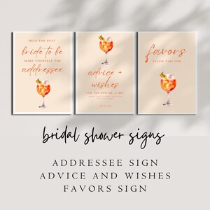 Love at First Spritz Bridal Shower Table Signs Template, Editable ...