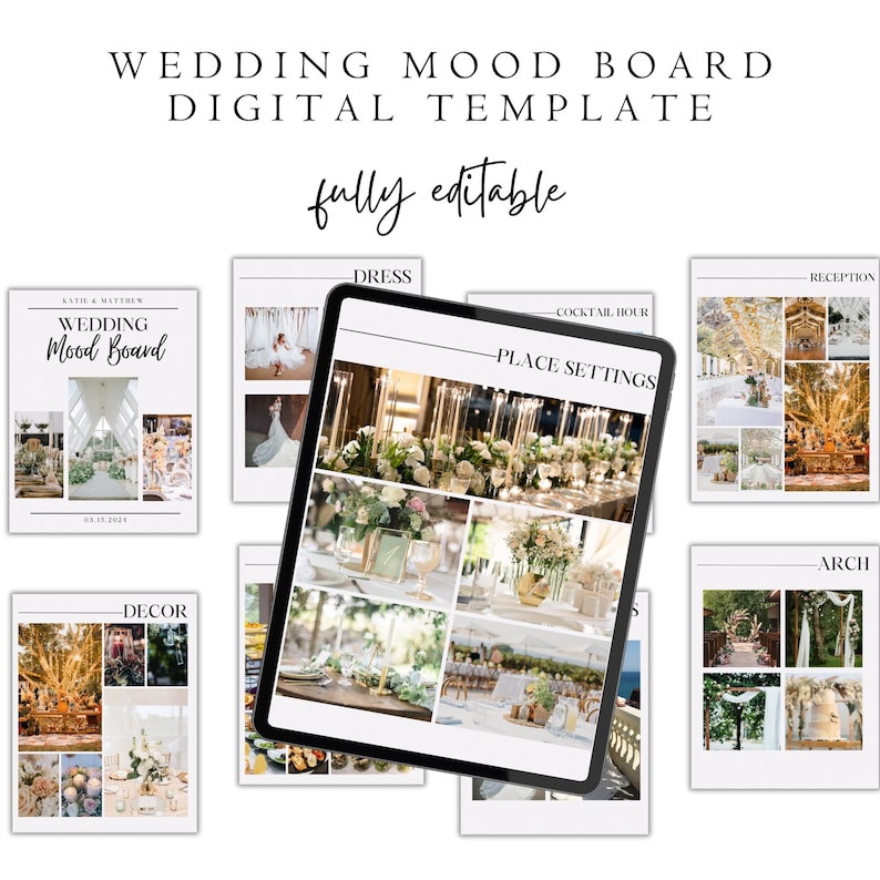 Wedding Mood Board Template, Digital Wedding Planner Template, Wedding ...