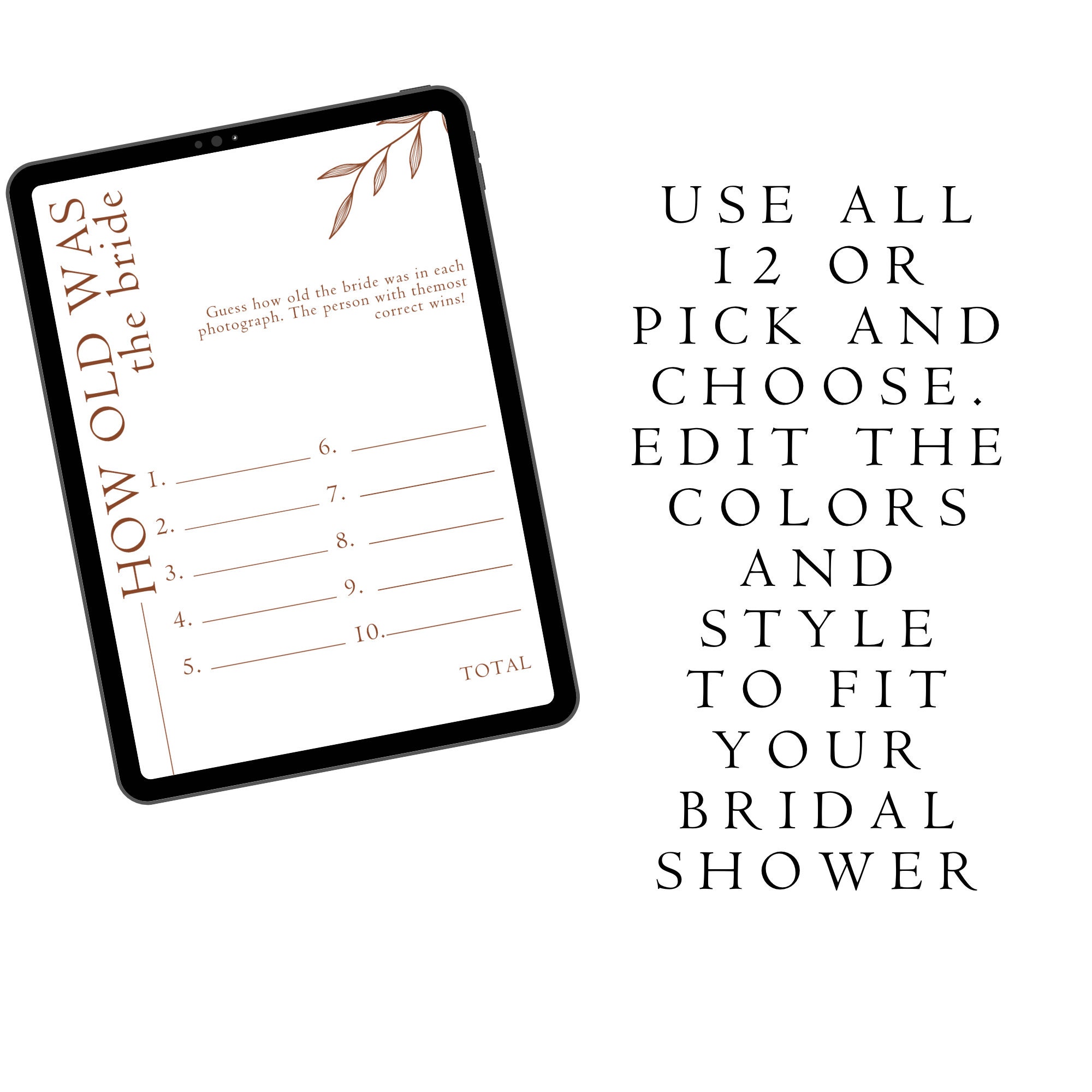 Minimalist Bridal Shower Games Bundle 12 Editable Games Modern Game