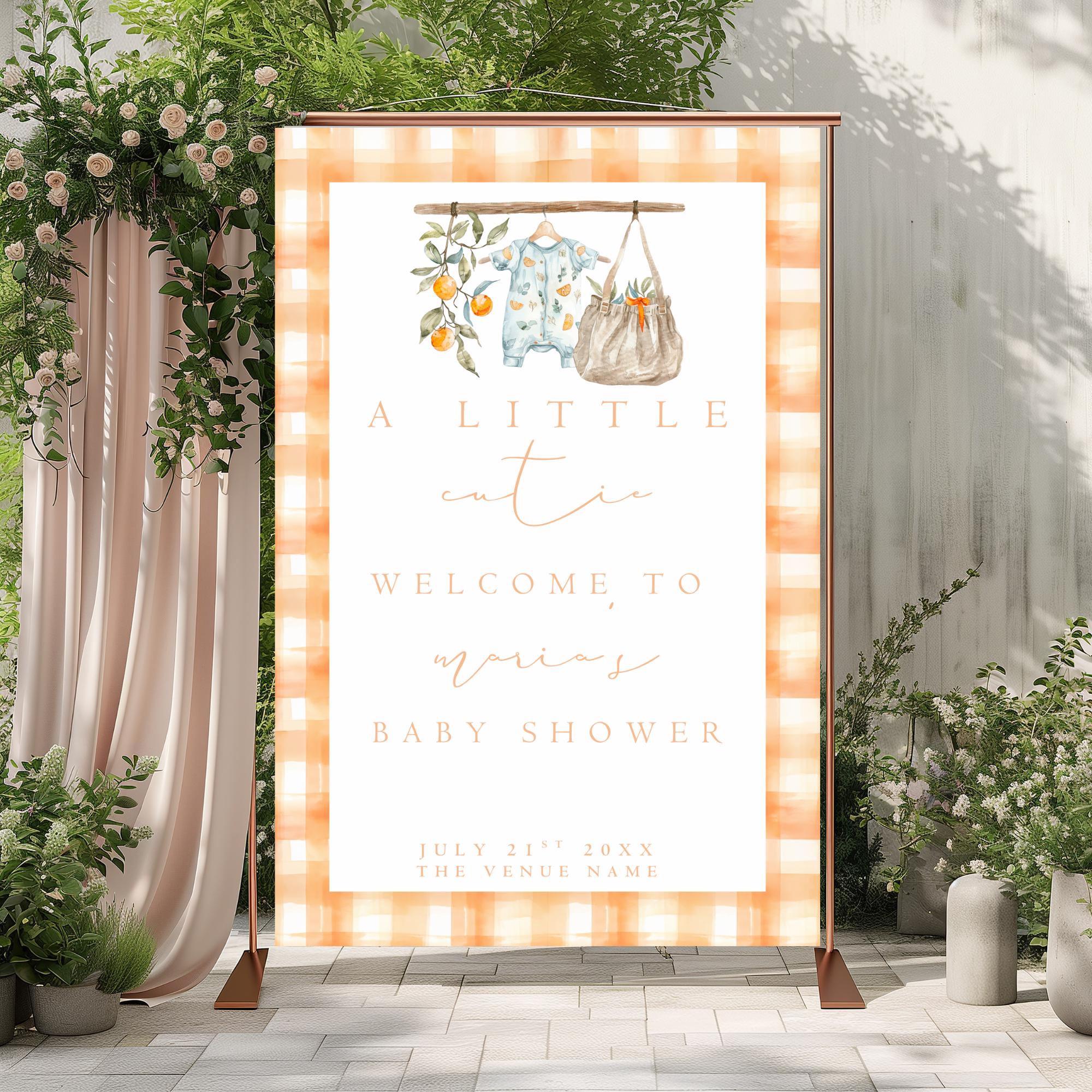 A Little Cutie is on the Way Baby Shower Welcome Sign, Citrus Baby ...