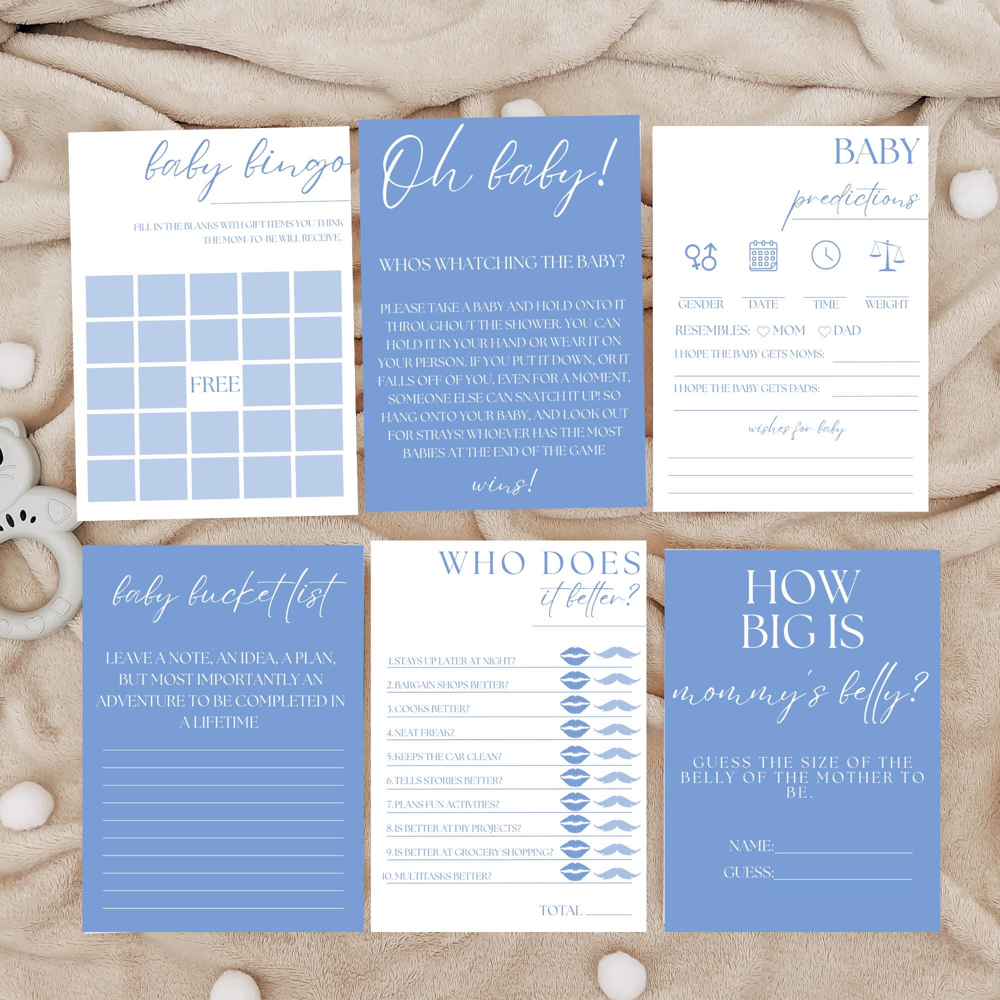 Blue Baby Shower Games Bundle, Printable Oh Boy Baby Shower Games ...