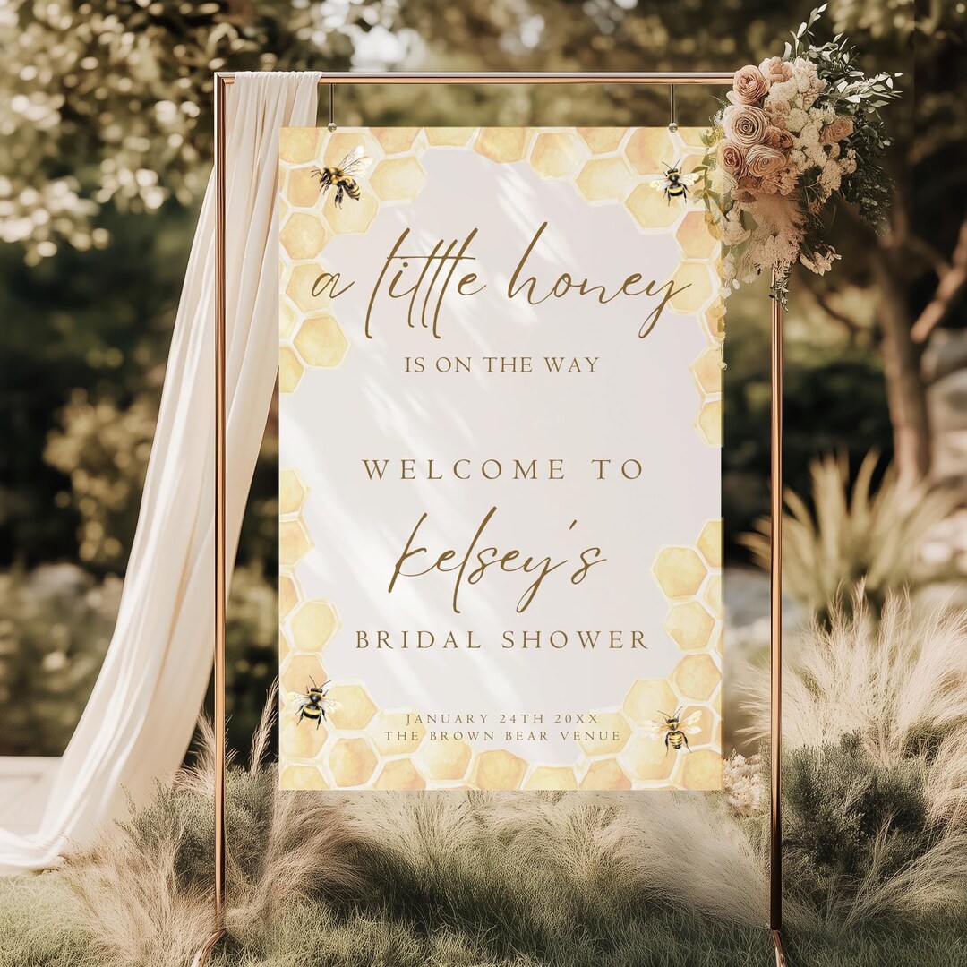 A Little Honey Baby Shower Welcome Sign Honeycomb Baby Shower Welcome ...