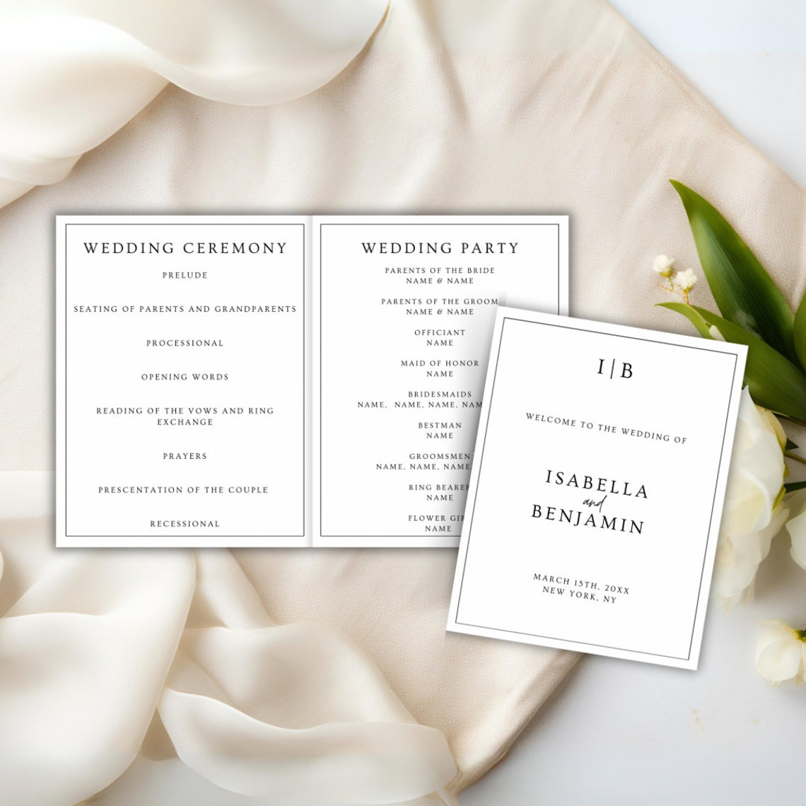 Modern Wedding Program Template Foldable Modern Wedding - Etsy
