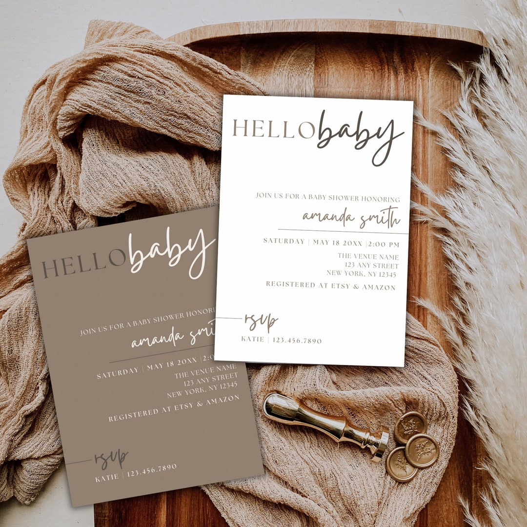 Gender Neutral Baby Shower Invitation Boho Baby Shower Invite Hello ...