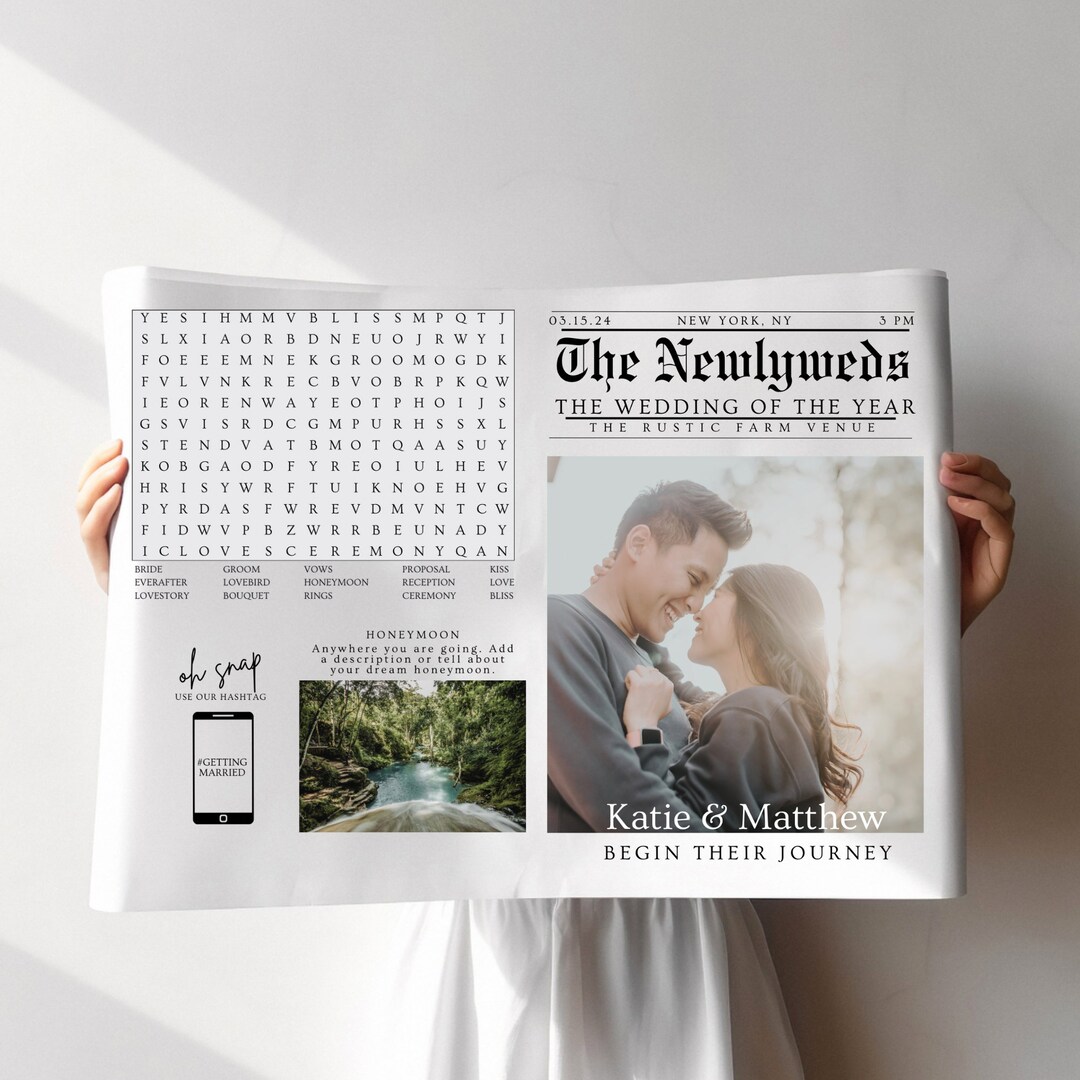 Newspaper Wedding Program, Fully Editable, Printable Wedding Programs ...