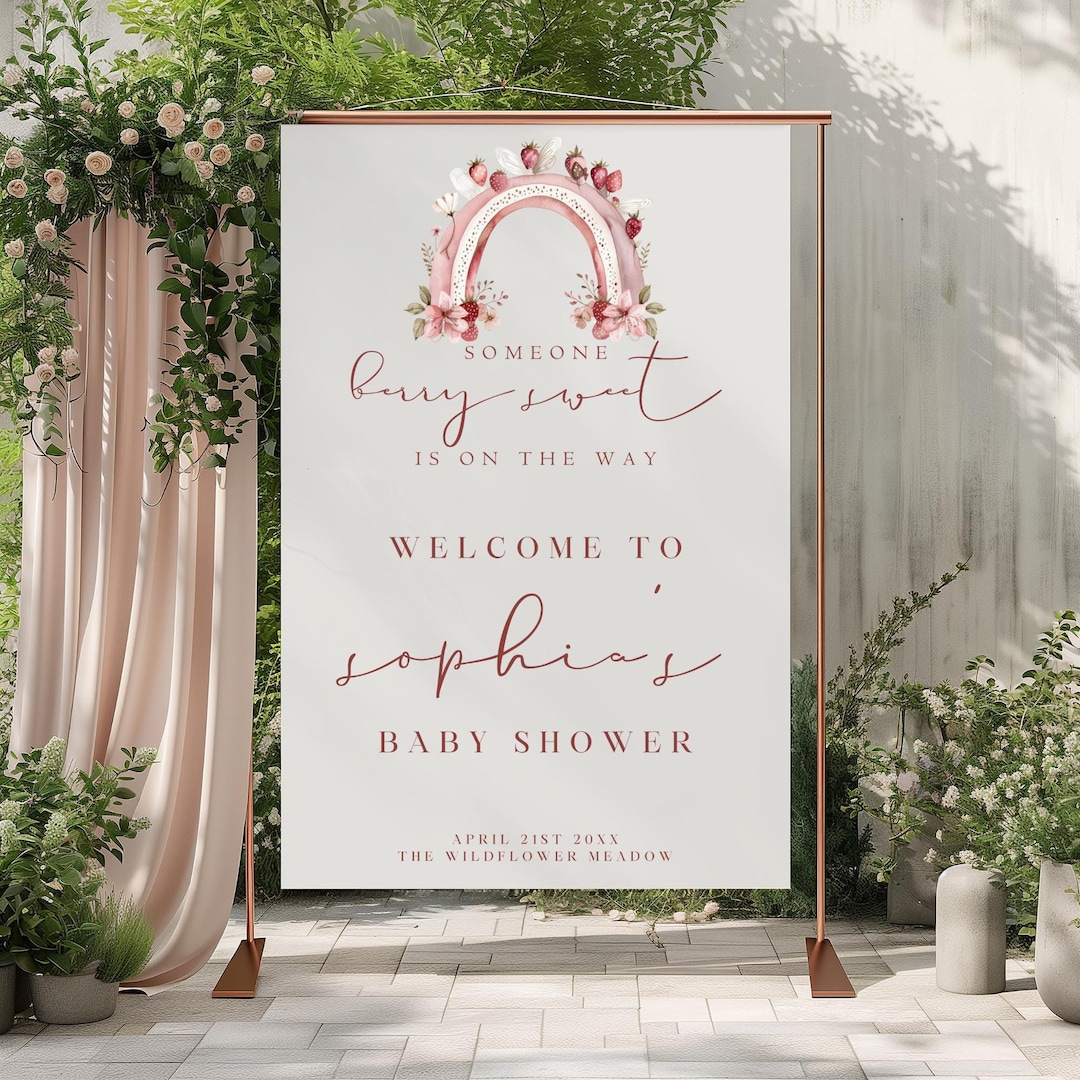A Berry Sweet Baby Shower Welcome Sign Berry Themed Baby Shower Welcome ...
