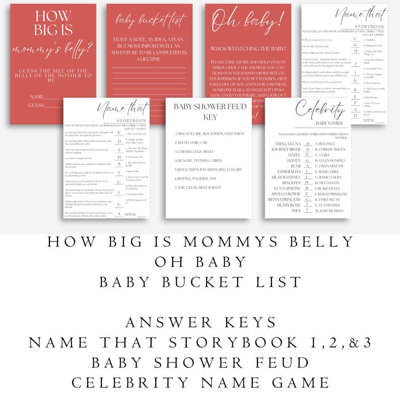 Santa Baby Shower Games Bundle, Printable Christmas Themed Baby Shower ...