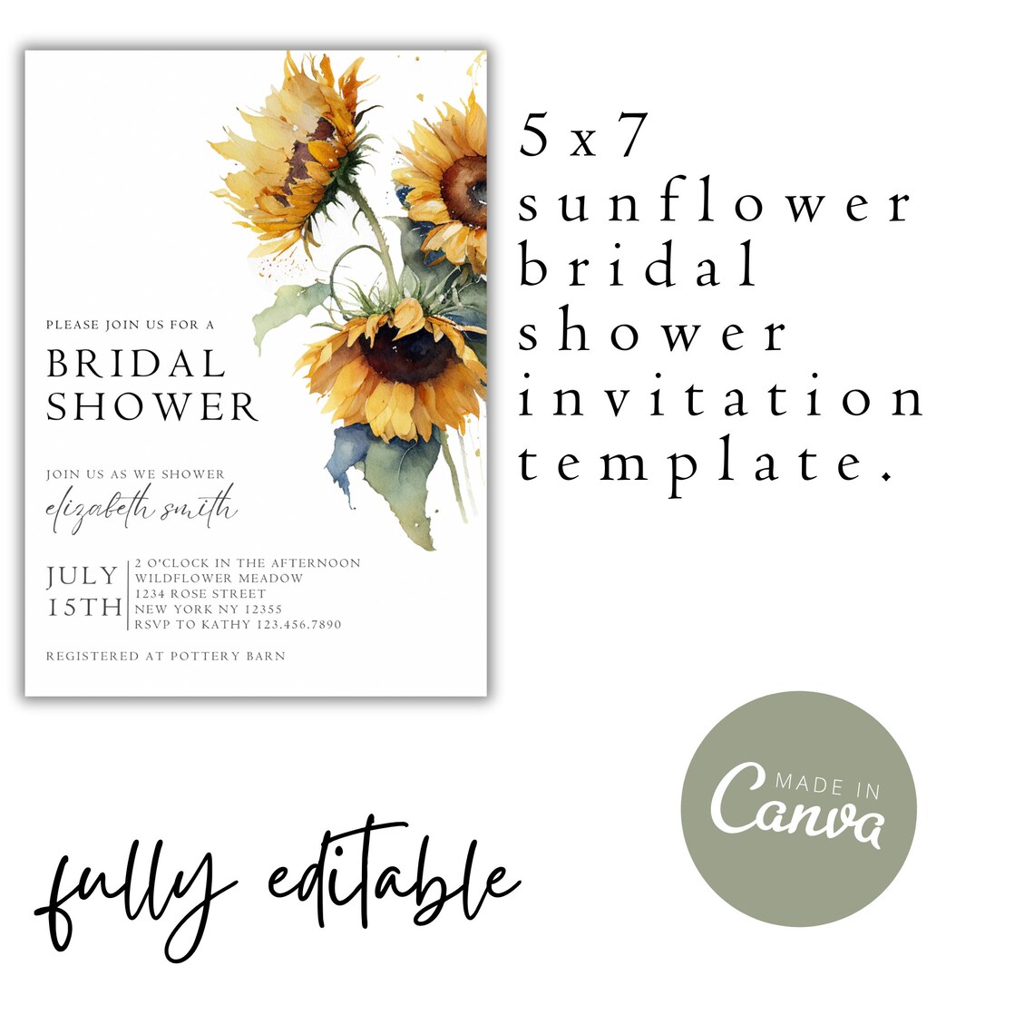 Bridal Shower Invitation Template, Wedding Shower Invitation, Floral ...