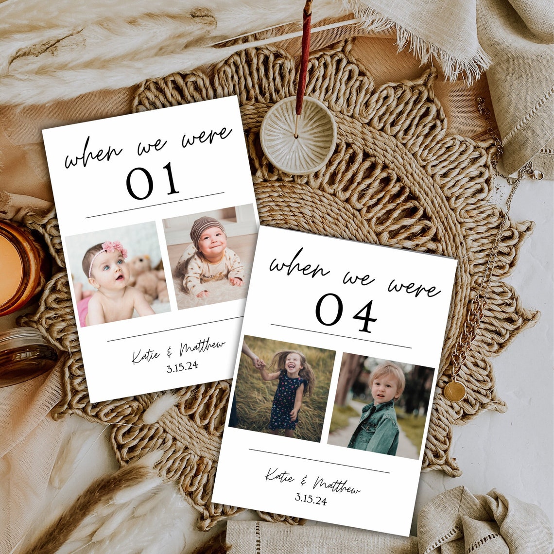 Photo Table Numbers Minimalist Wedding Table Number Modern Wedding Boho ...