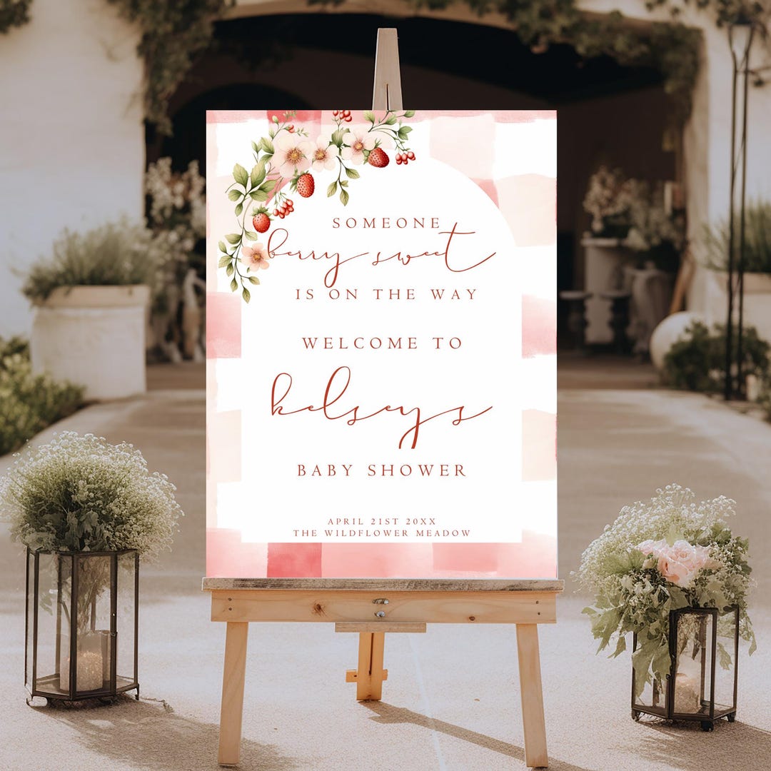 Someone Berry Sweet Welcome Sign Template, Berry Sweet Baby Shower ...