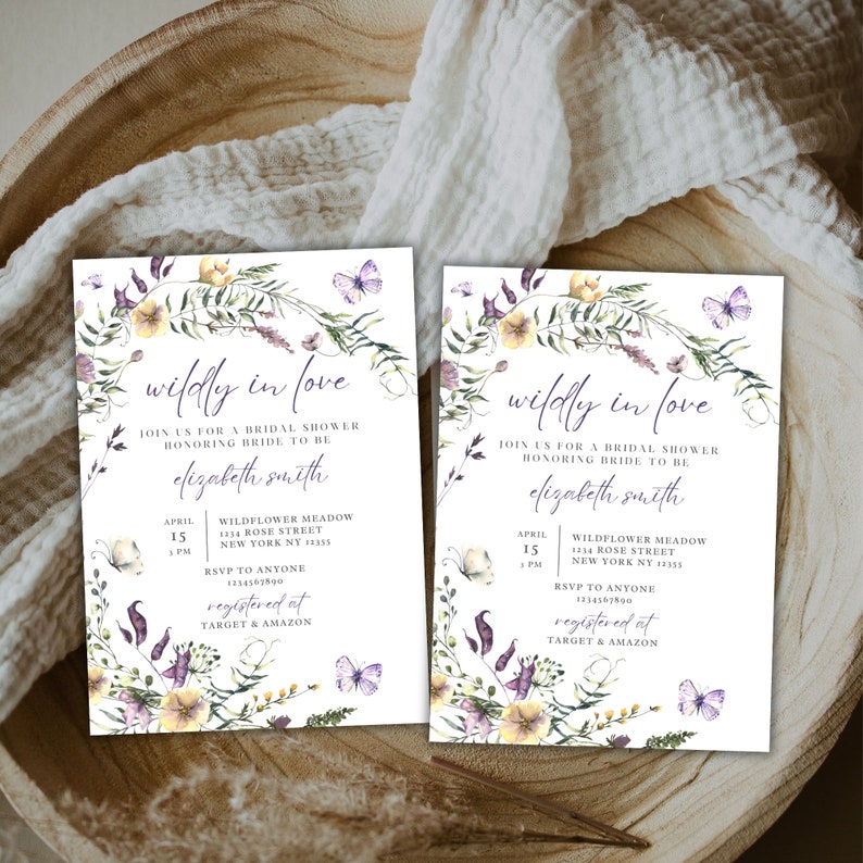 Wildly in Love Bridal Shower Invitation, Wildflower Bridal Shower ...