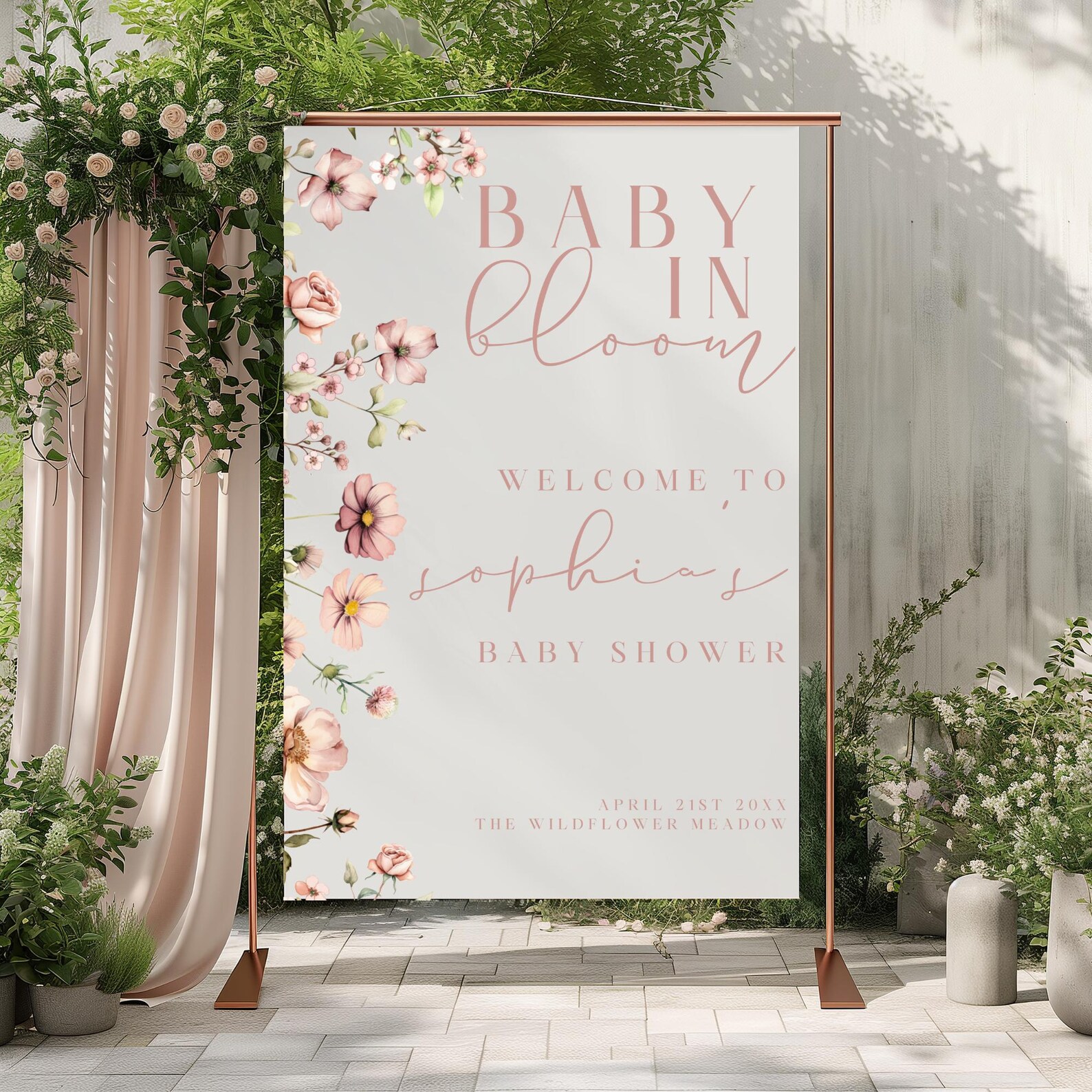 Baby in Bloom Welcome Sign Wildflower Baby Shower Welcome Poster Floral ...