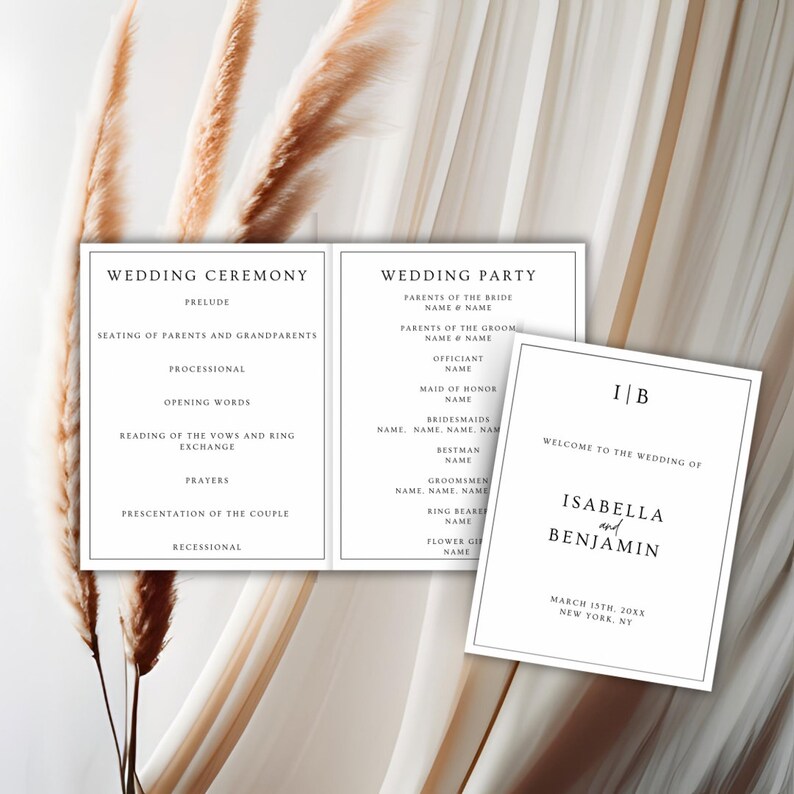 Modern Wedding Program Template Foldable Modern Wedding - Etsy
