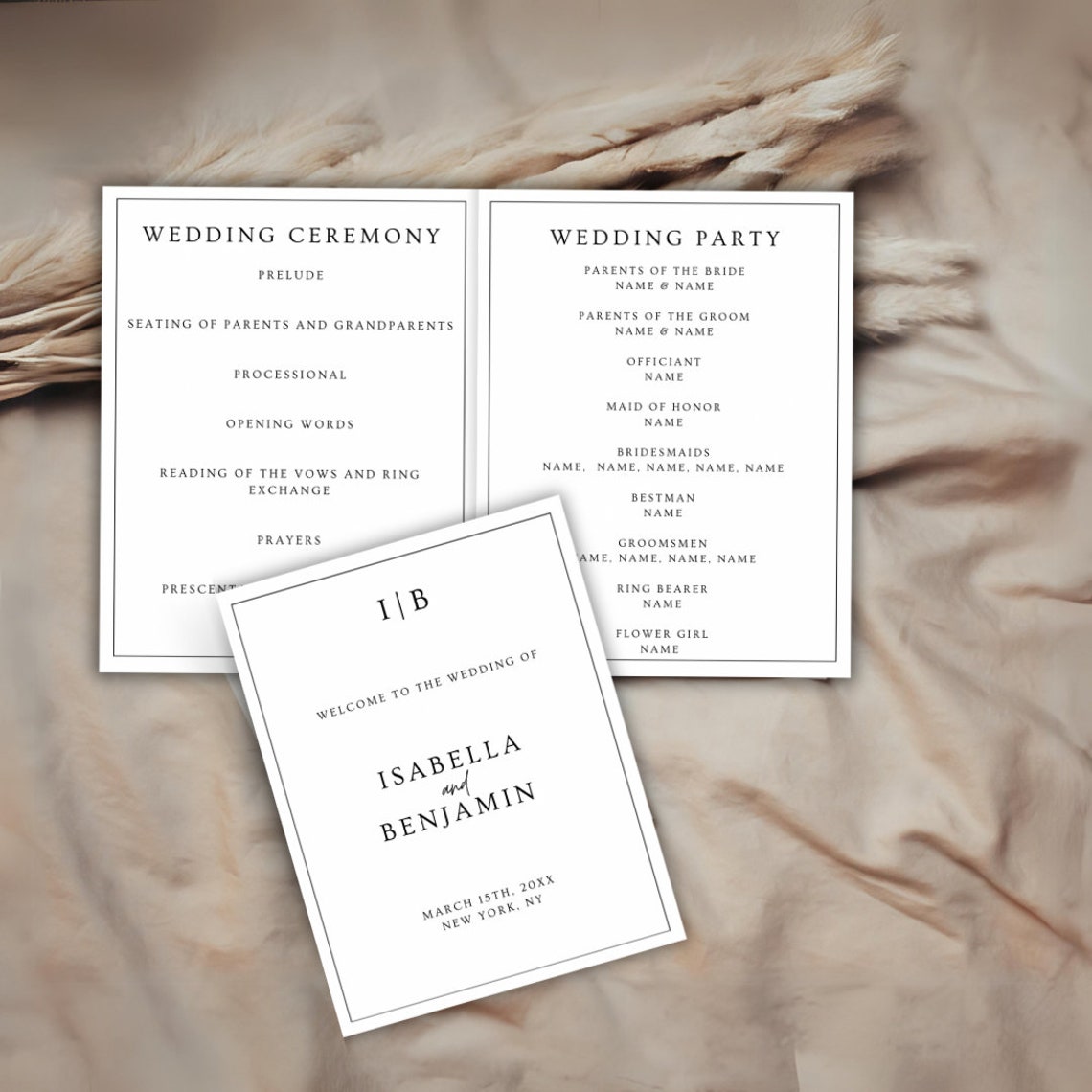 Modern Wedding Program Template Foldable Modern Wedding - Etsy