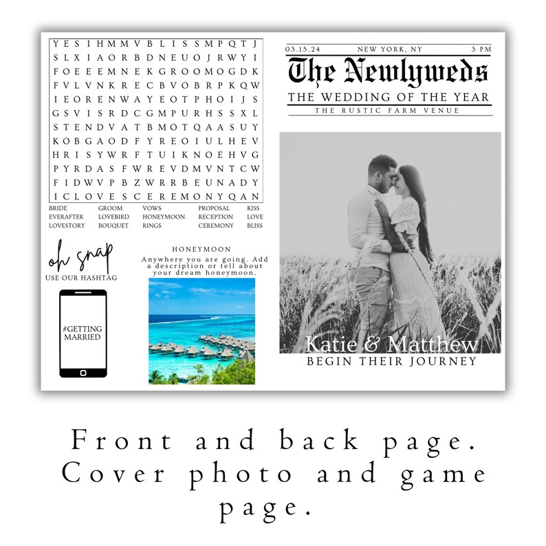 Newspaper Wedding Program, Fully Editable, Printable Wedding Programs ...