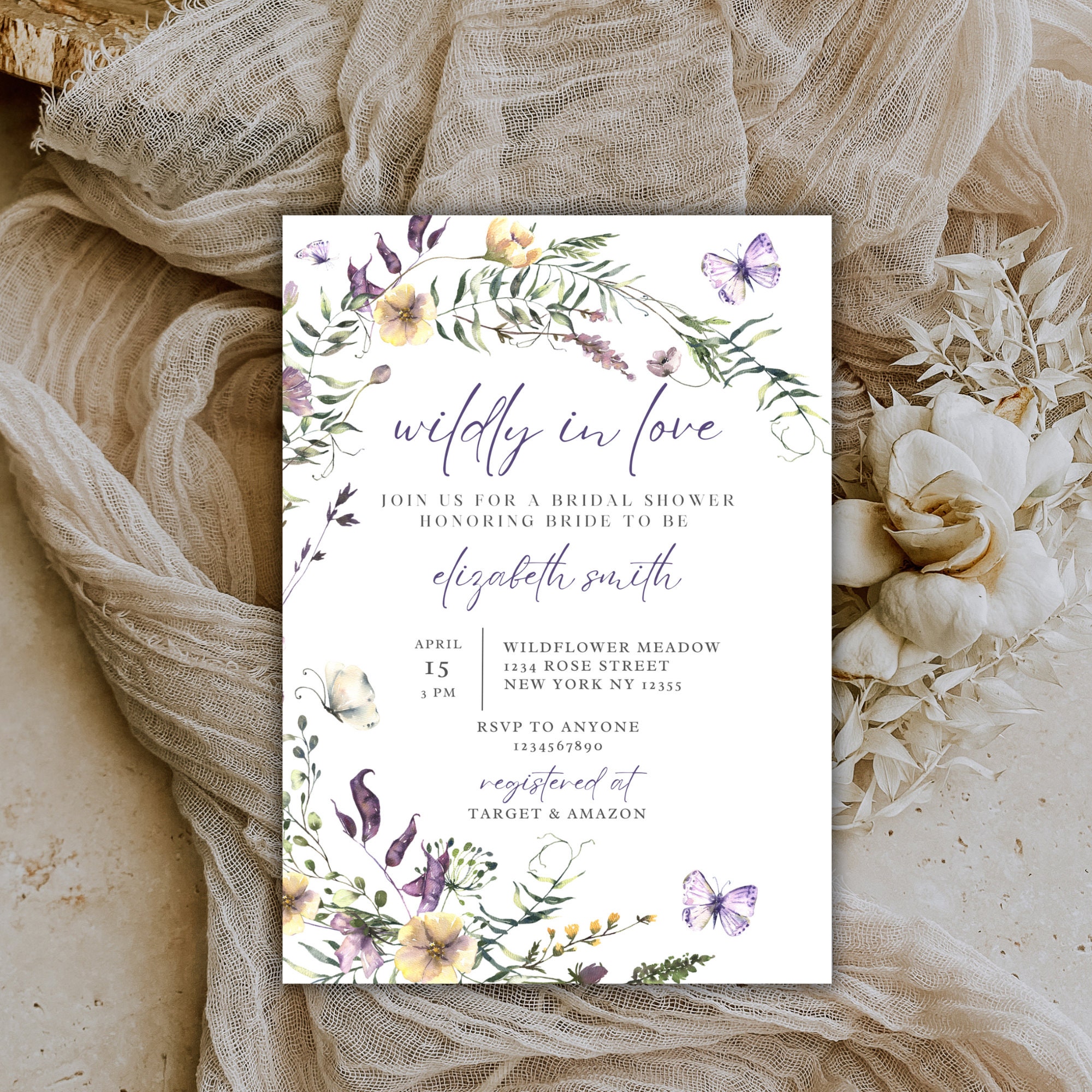 Wildly in Love Bridal Shower Invitation, Wildflower Bridal Shower ...