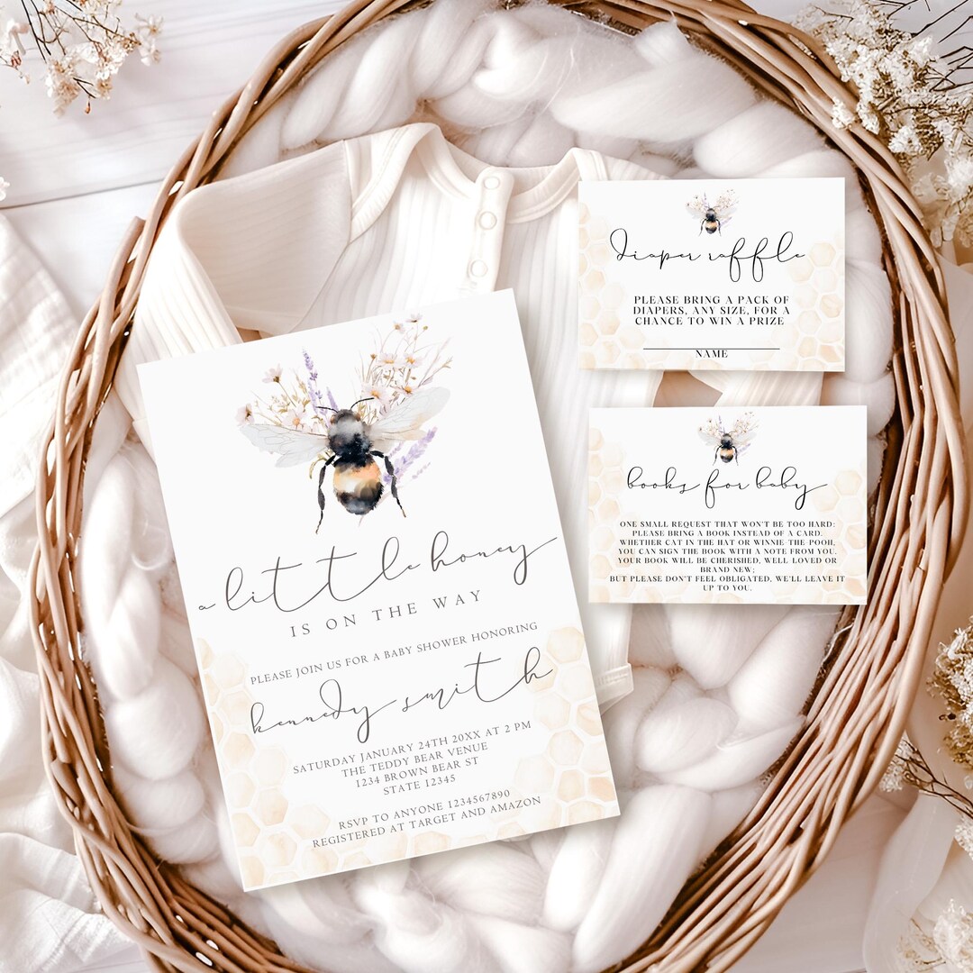 Plantilla de invitación para baby shower con un poco de miel Invitación ...