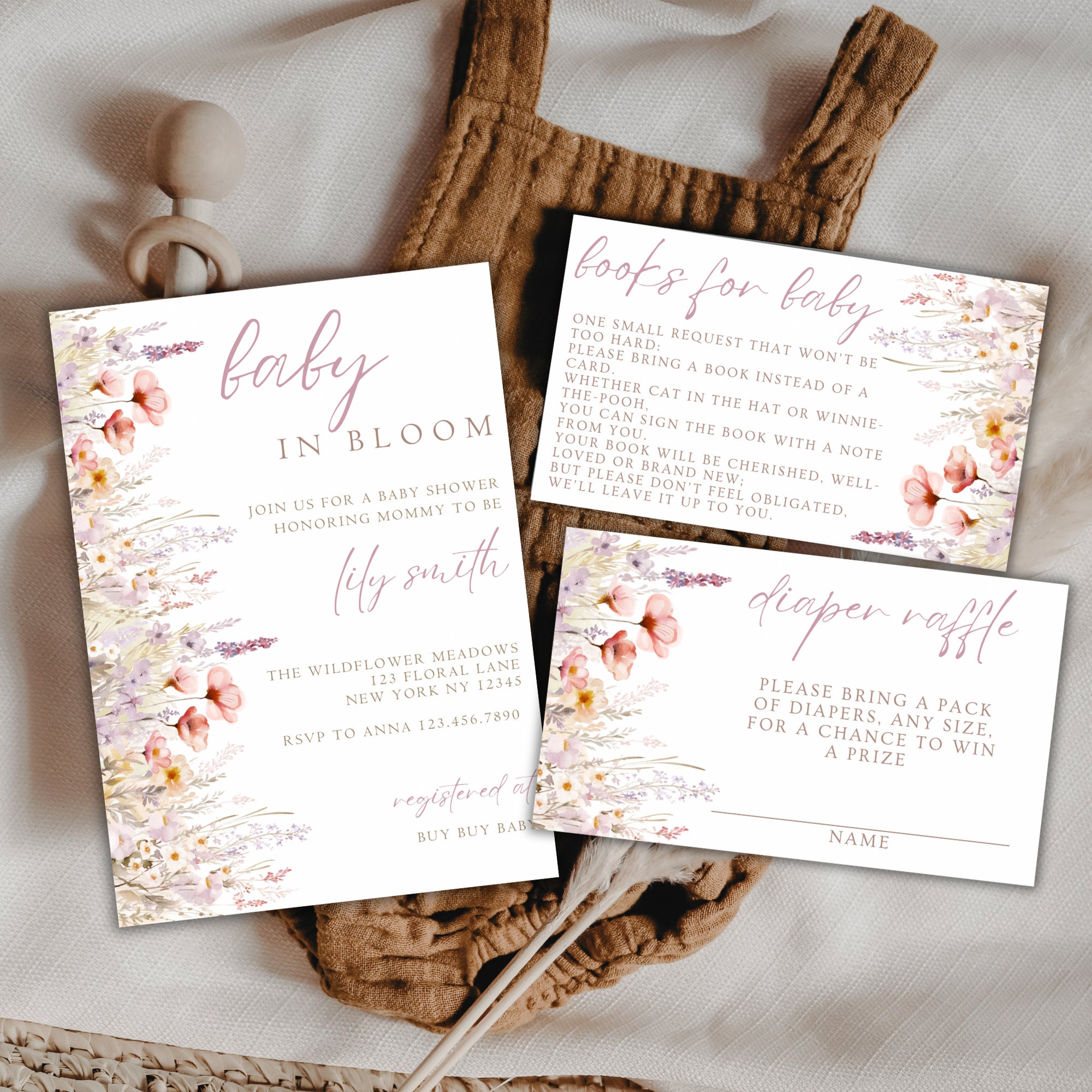 Baby in Bloom Baby Shower Invitation Wildflower Baby Shower Invite ...
