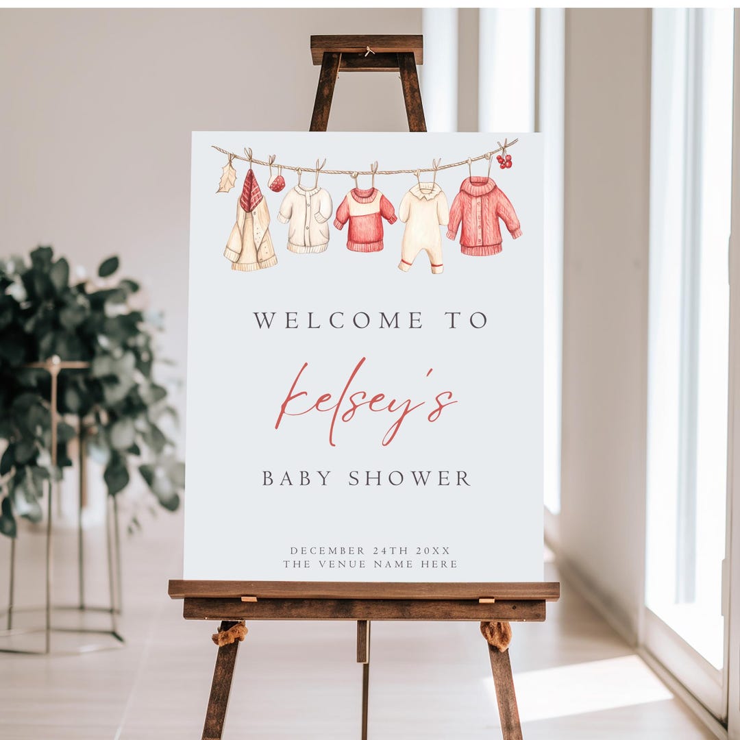 Christmas Baby Shower Welcome Sign, Santa Baby Shower Decor, Baby ...