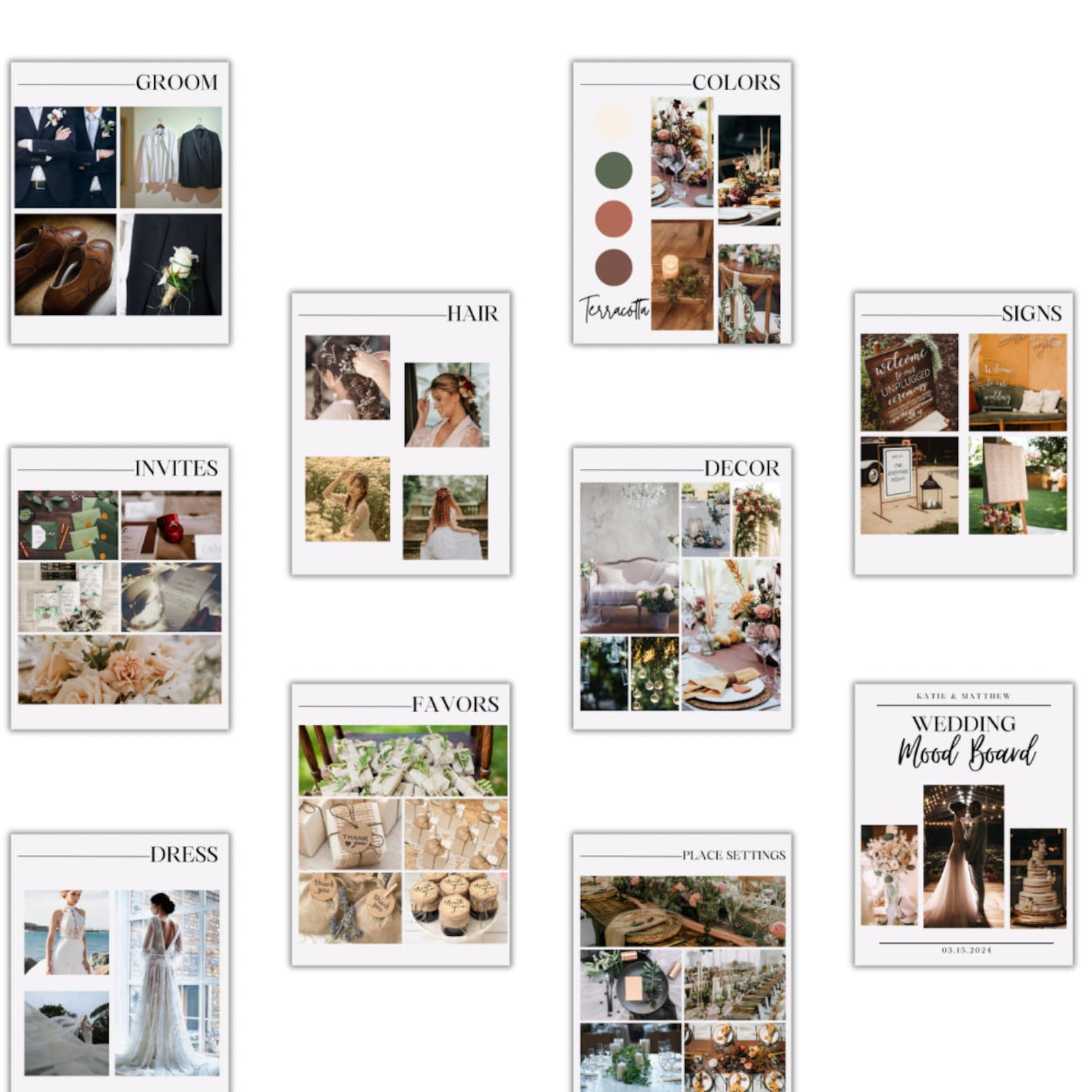 Wedding Mood Board Template, Digital Wedding Planner Template, Wedding ...