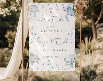 Editable Under the Sea Baby Shower Welcome Sign, Neutral Nautical Baby ...