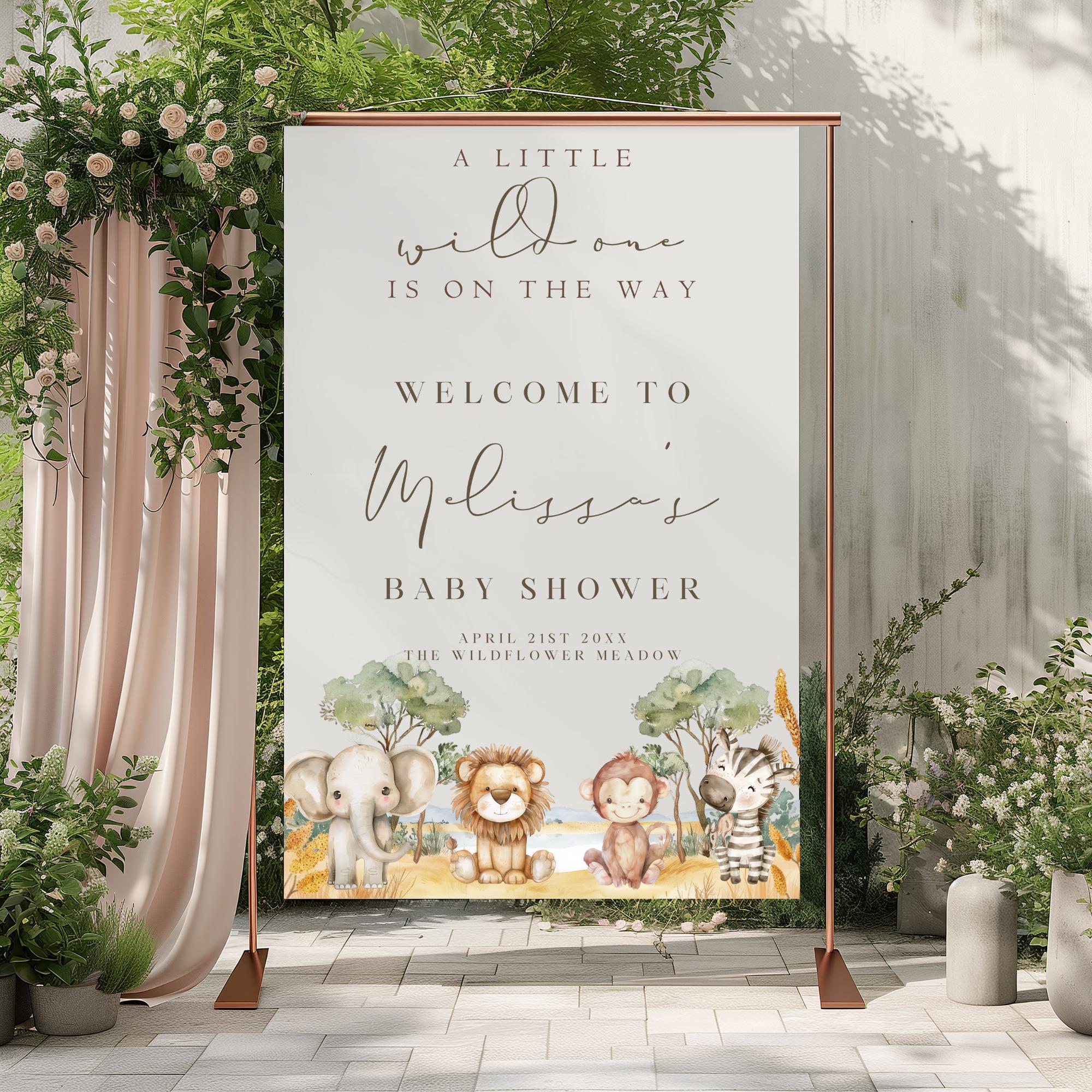A Little Wild One Baby Shower Welcome Sign Template Safari Themed Baby ...
