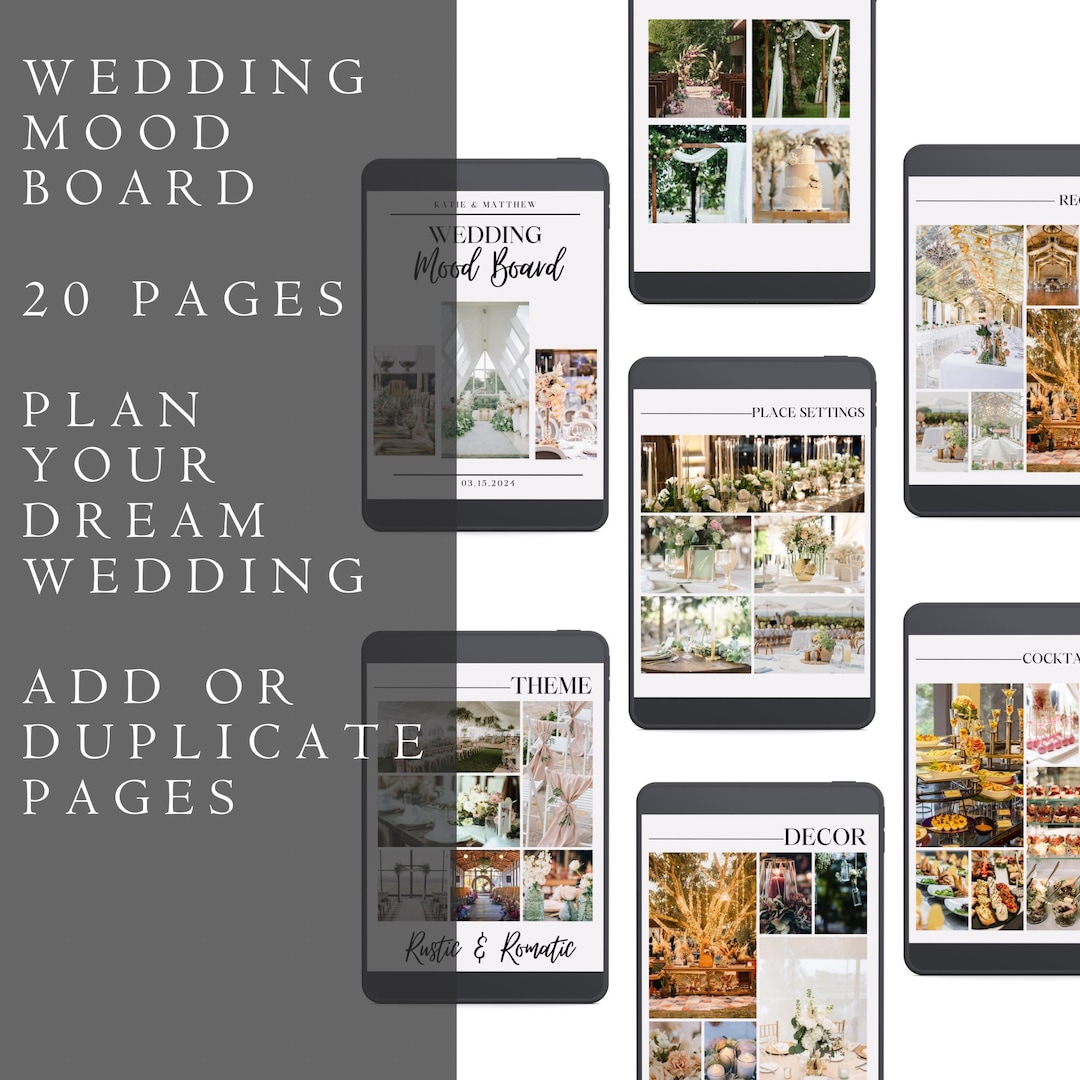 Wedding Vision Board Digital Planner Template, Wedding Mood Board ...