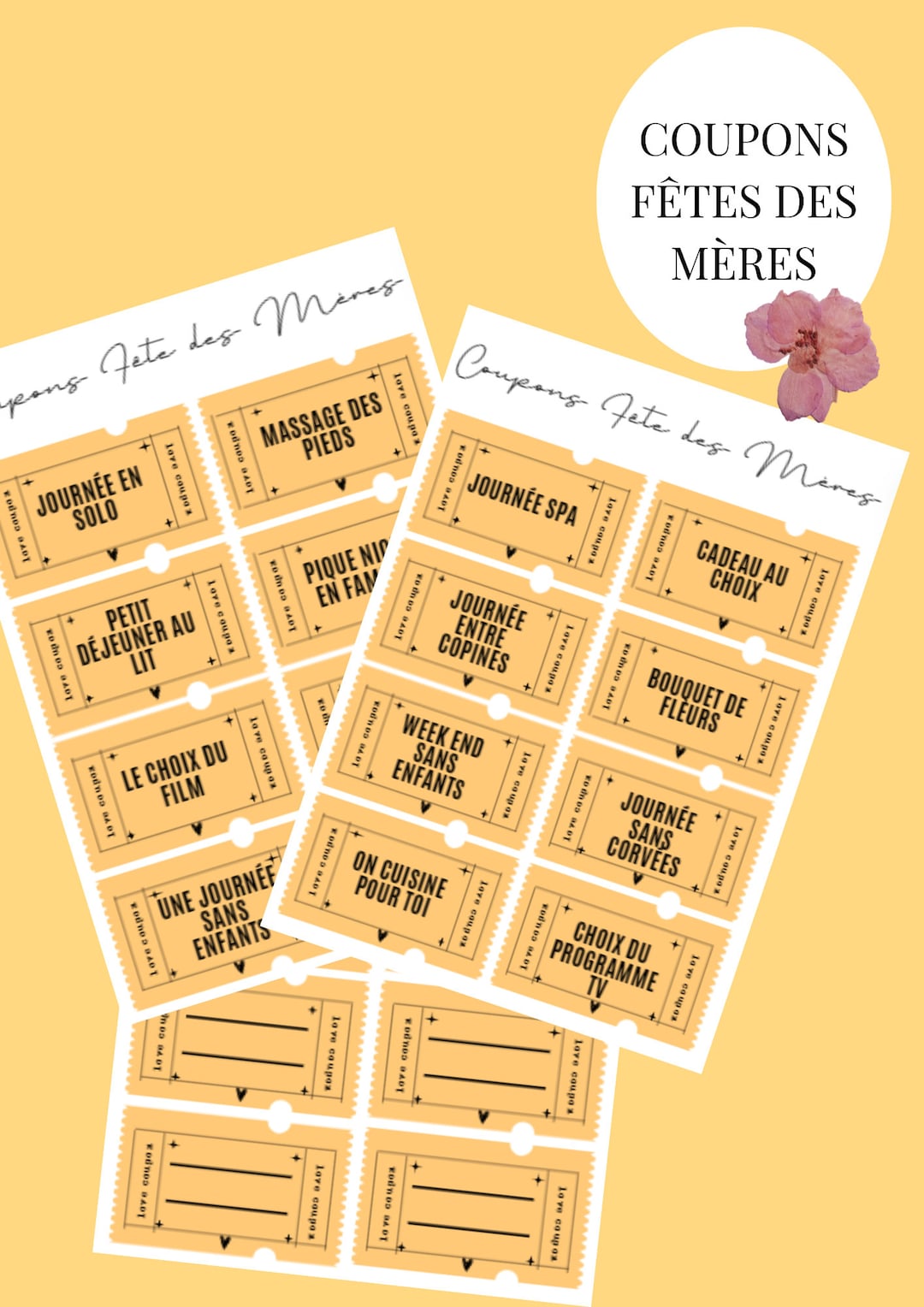 FRENCH Mother's Day Coupons to Print and Cut Out 32 Coupons - Etsy