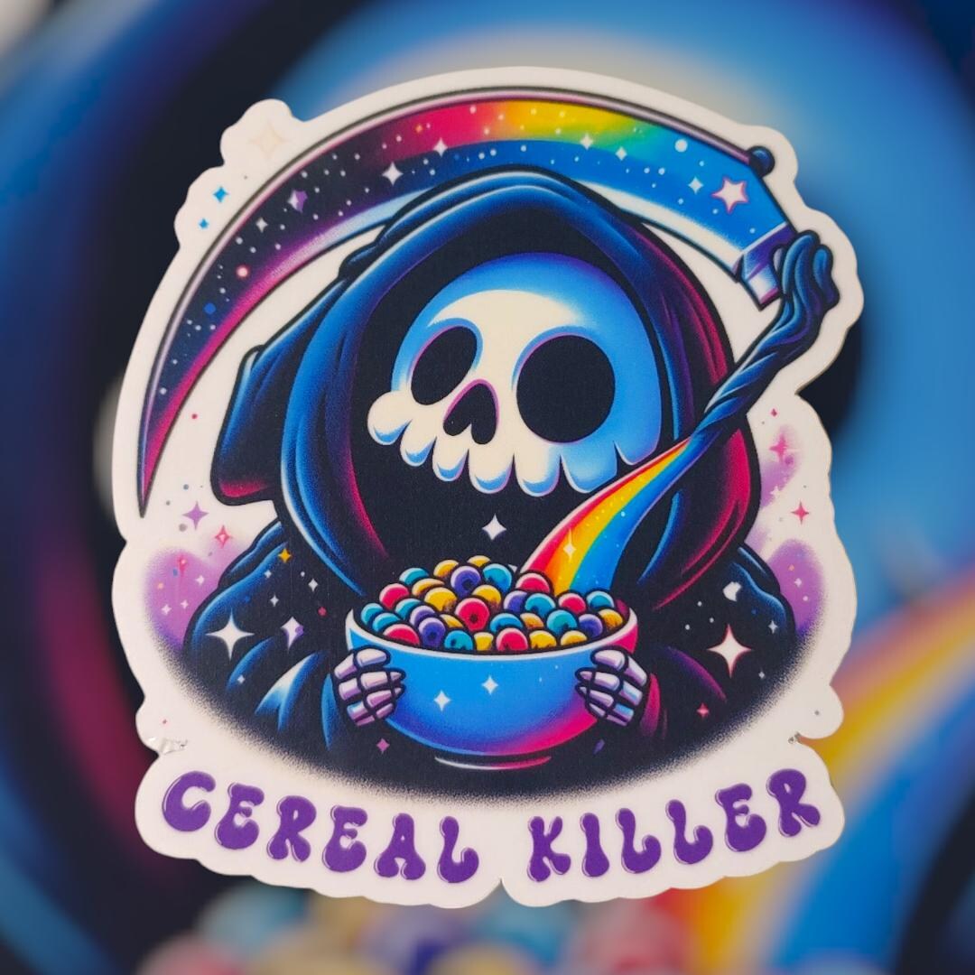 Cereal Killer Reaper Skeleton Premium Waterproof Vinyl Sticker Decal - Etsy