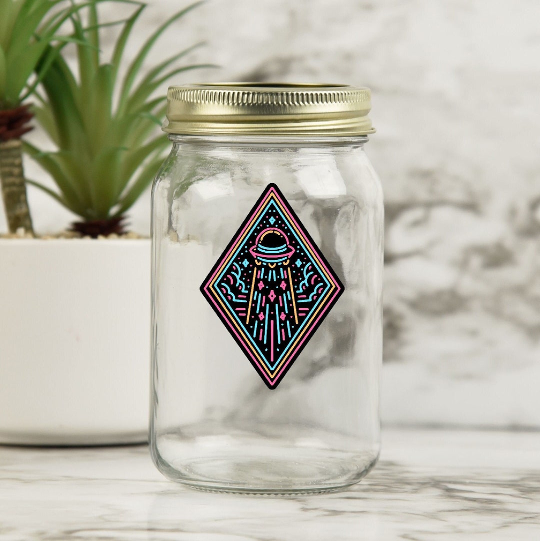 Neon Retro Space Sticker Abduction UFO Alien - Etsy