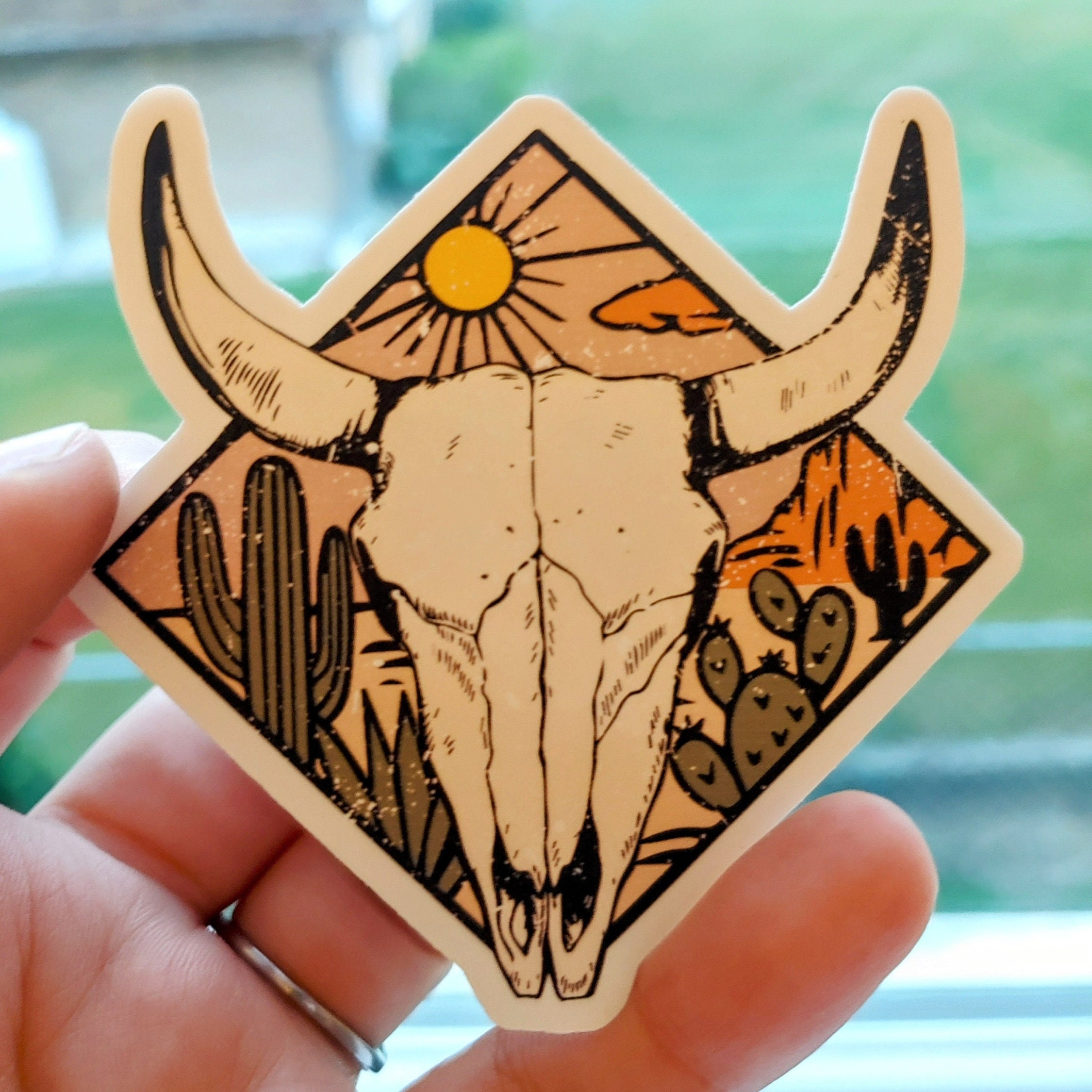 Cow Skull Sticker, Bull Head, Bull Skull, Longhorn Steer, Boho Cactus ...