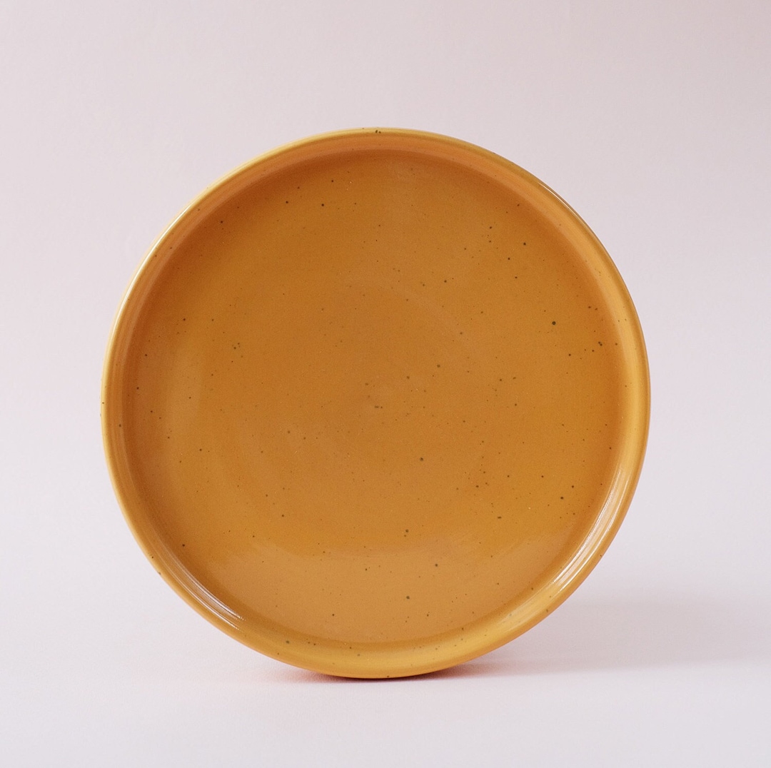Mustard: Handmade Stoneware Ceramic Plate, 20cm, Mustard Glossy Glaze ...