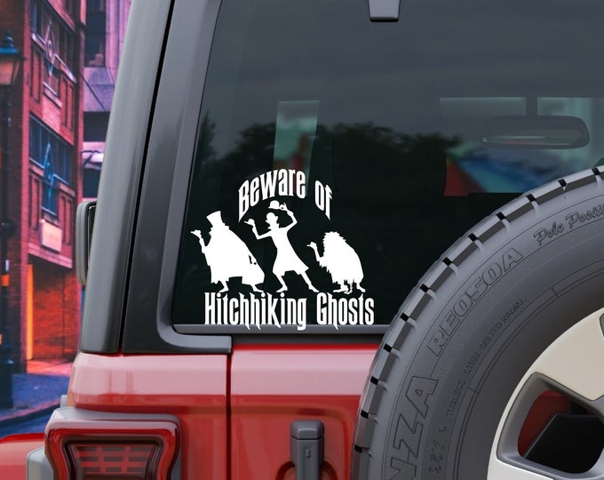 Beware of Hitchhiking Ghosts Decal, Sticker, Car, Laptop, Tumbler ...