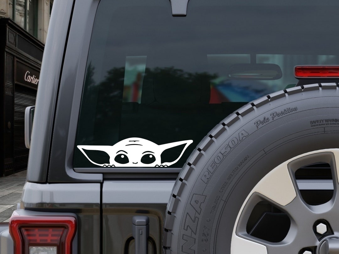 Peeking Grogu- Decal, Sticker, Car, Laptop, Tumbler, Journal, Notebook ...