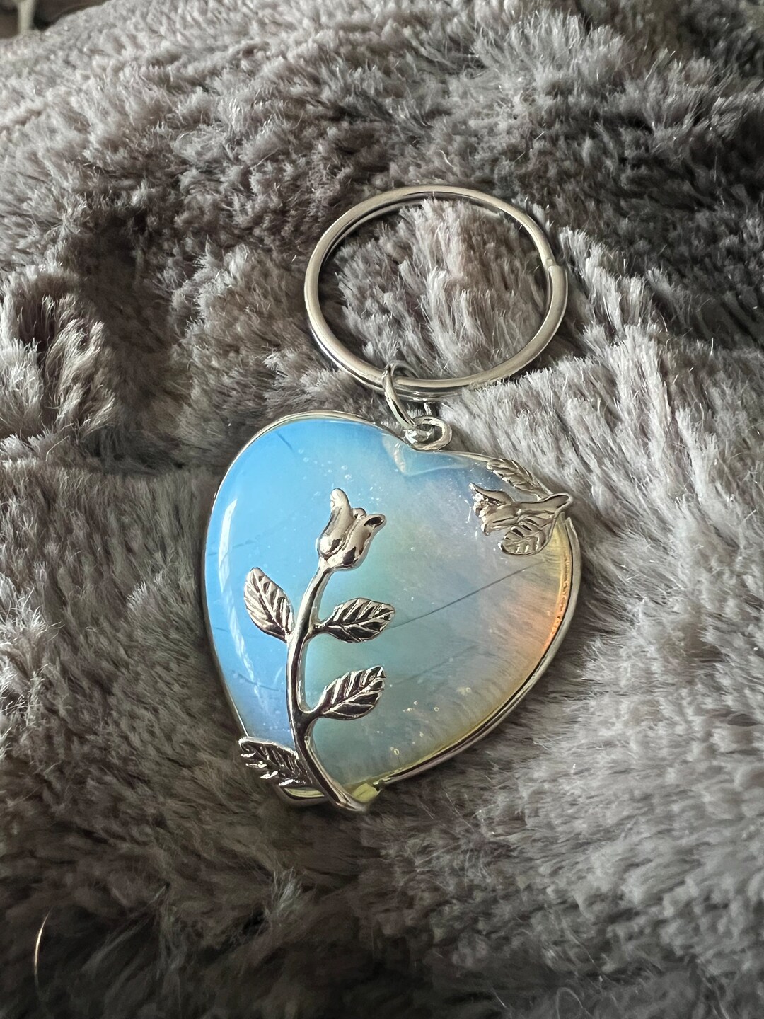 Opal Heart Keychain - Etsy