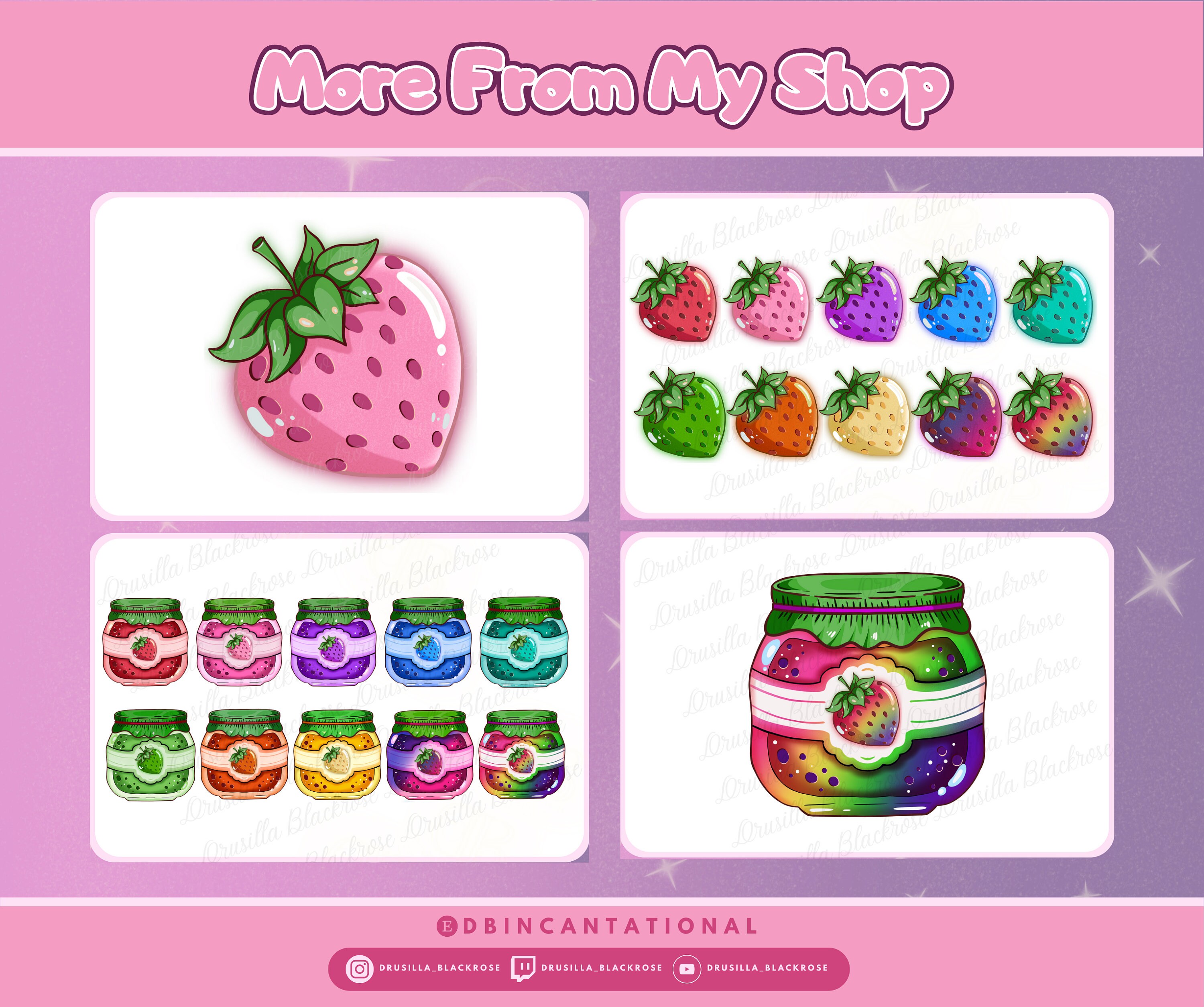 Rainbow Strawberry Jam Jar Twitch Channel Points Icon, Glass Pot Emote ...
