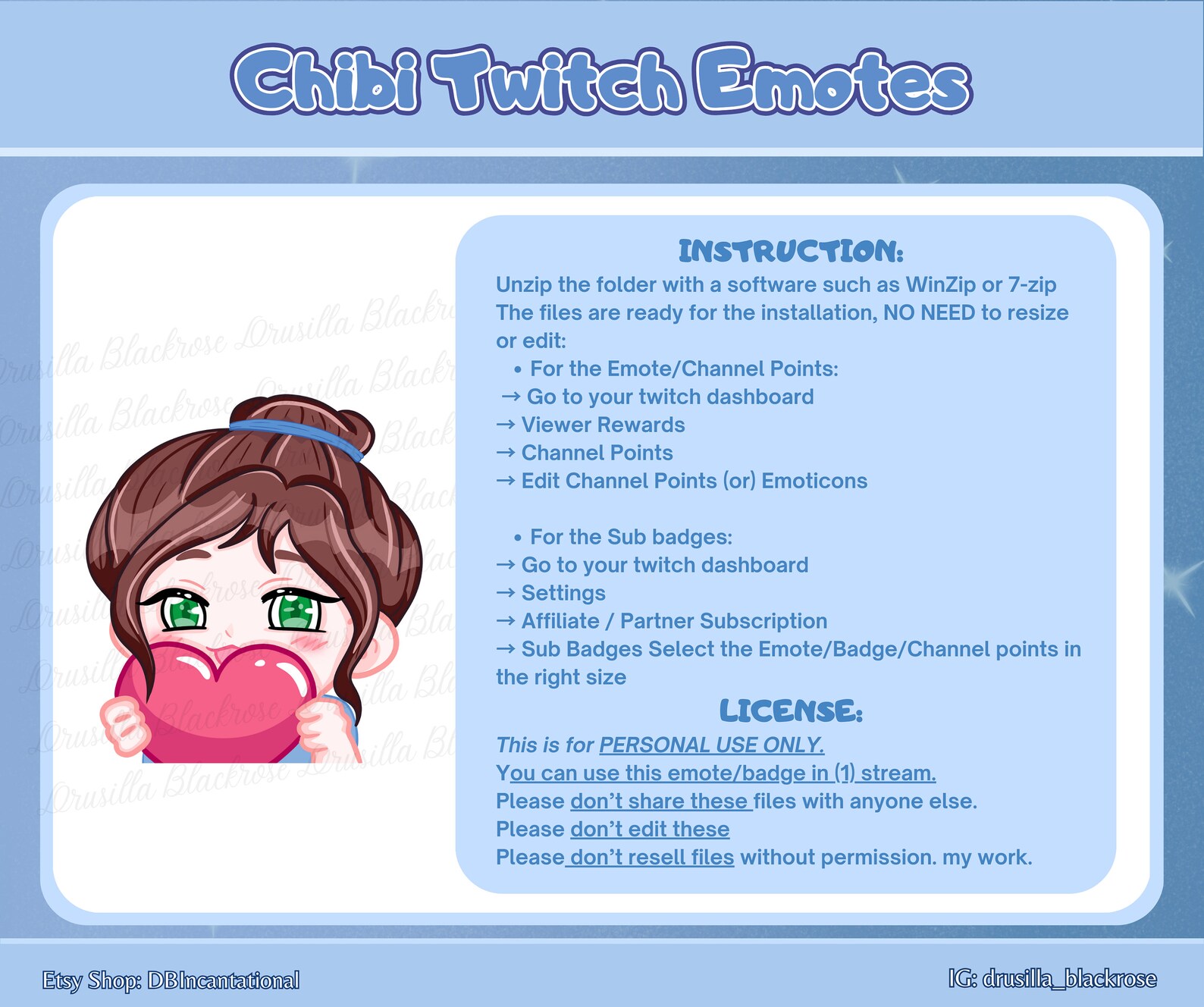 Cute Chibi Girl Emote With Bun Hairstyle, Brown Hair Green Eyes, 6 ...