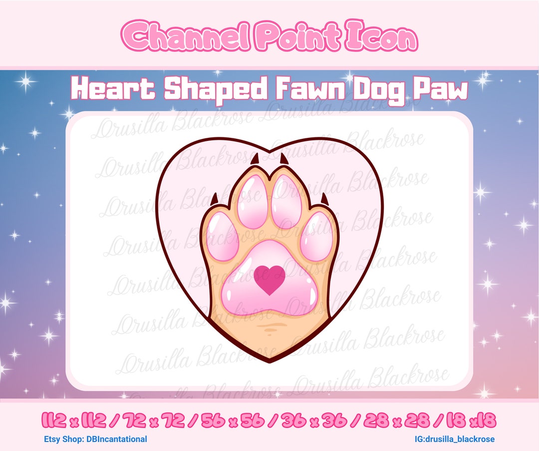 Heart-shaped Fawn Dog Paw Channel Points Icon, Adorable Dog Lover ...