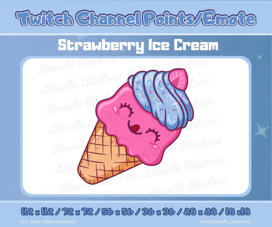 Cute Kawaii Strawberry Ice Cream Twitch Channel Point Icon, Sweet ...
